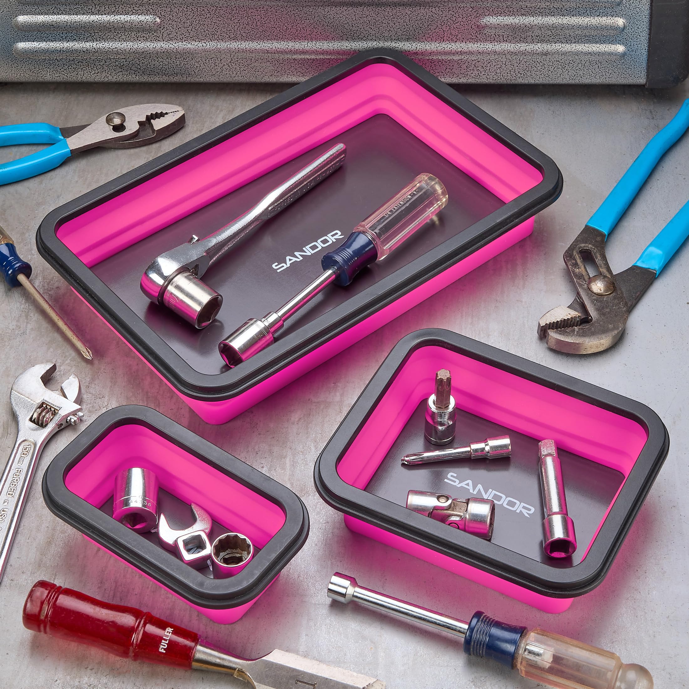 Snapklik.com : Collapsible Magnetic Parts Tray Set - 3 Different Size ...