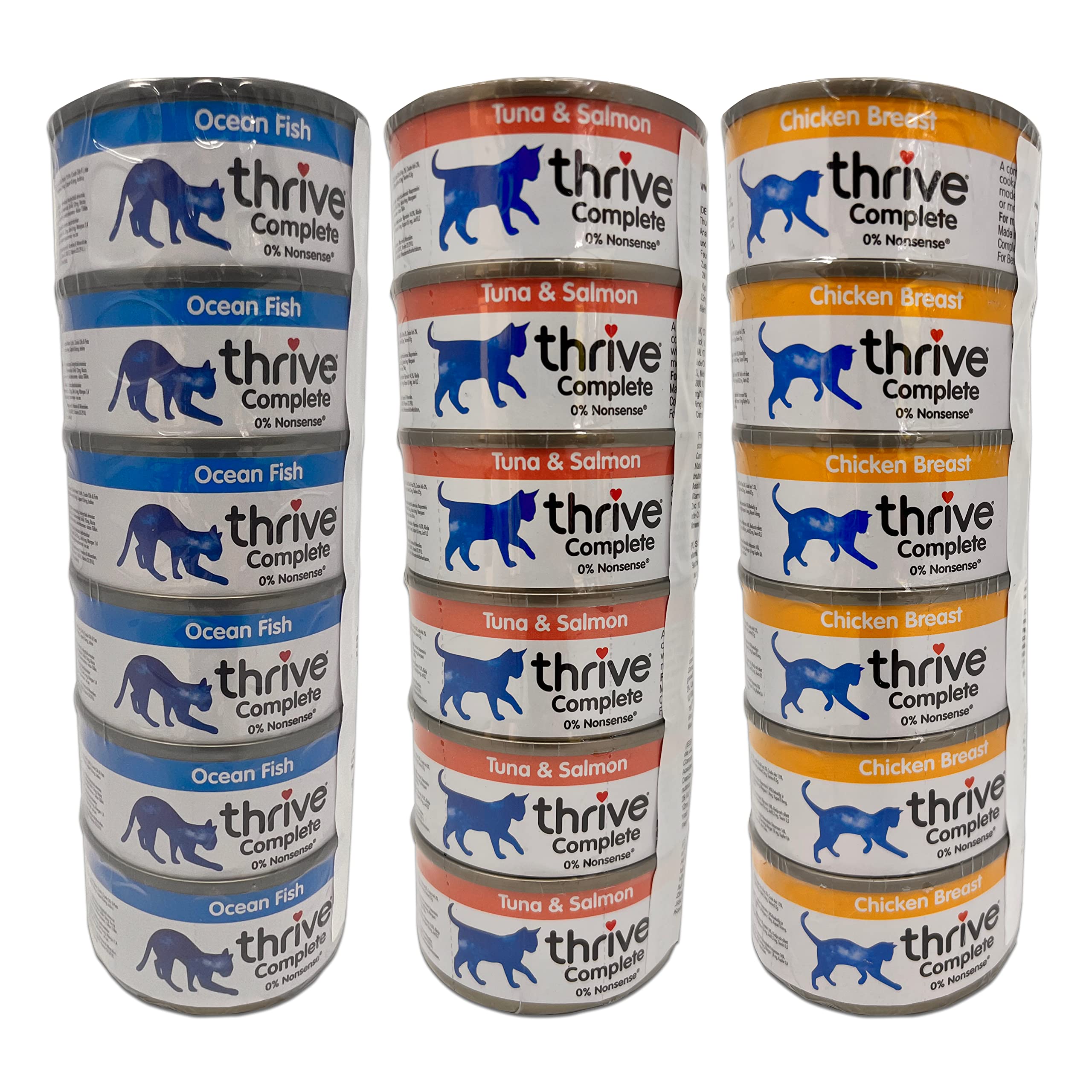 Thrive Cat Food Wet Complete Bundle containing 18 Tinned Cat Food sets ...
