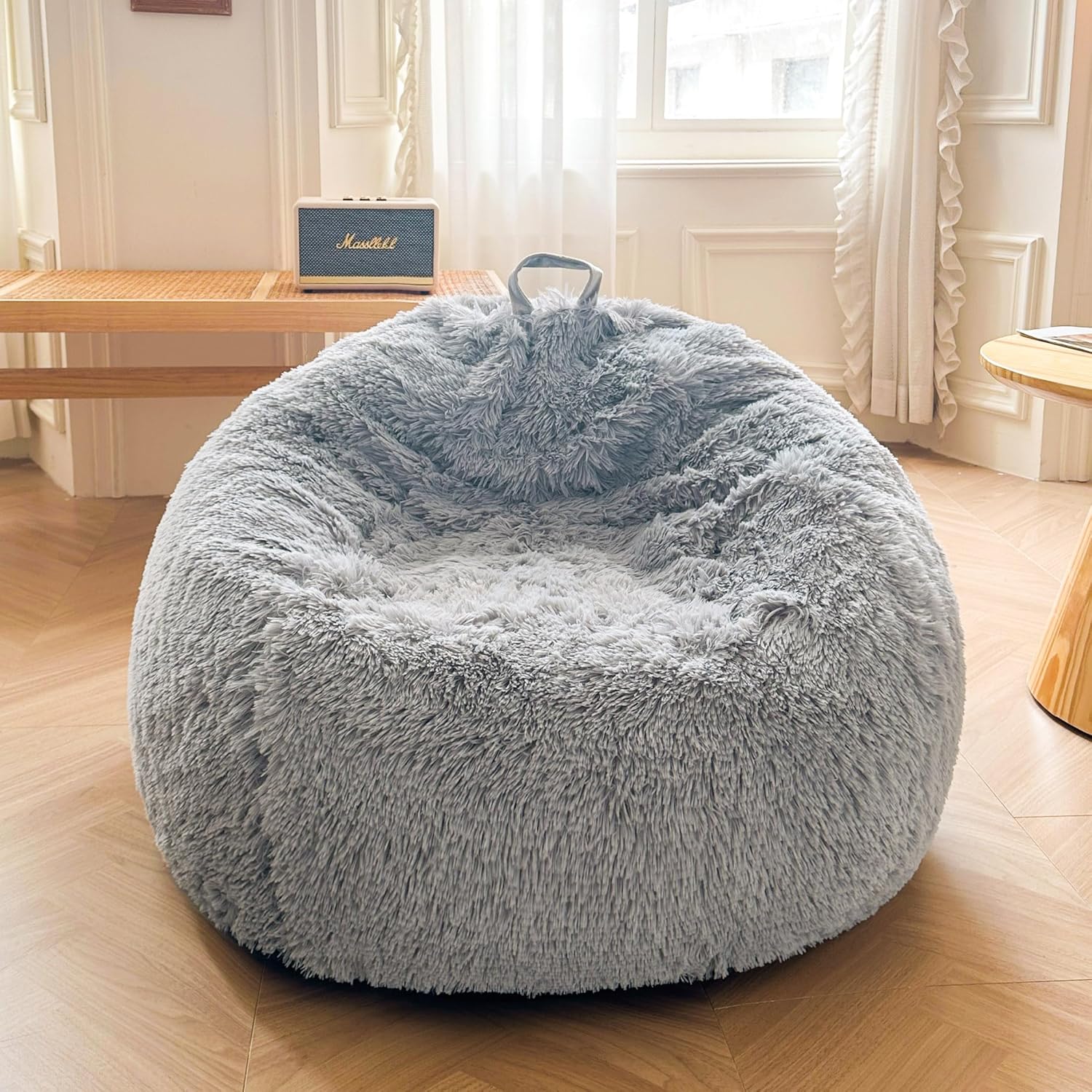 Amazon.com: XeGe Fluffy Stuffed Animal Storage Bean Bag Cover, Faux Fur ...