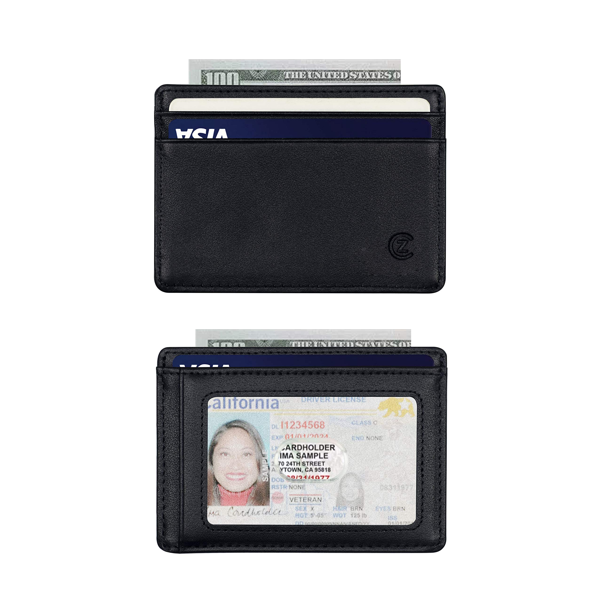 Slim Card Case Genuine Leather Card Holder Wallet Minimalist RFID ...