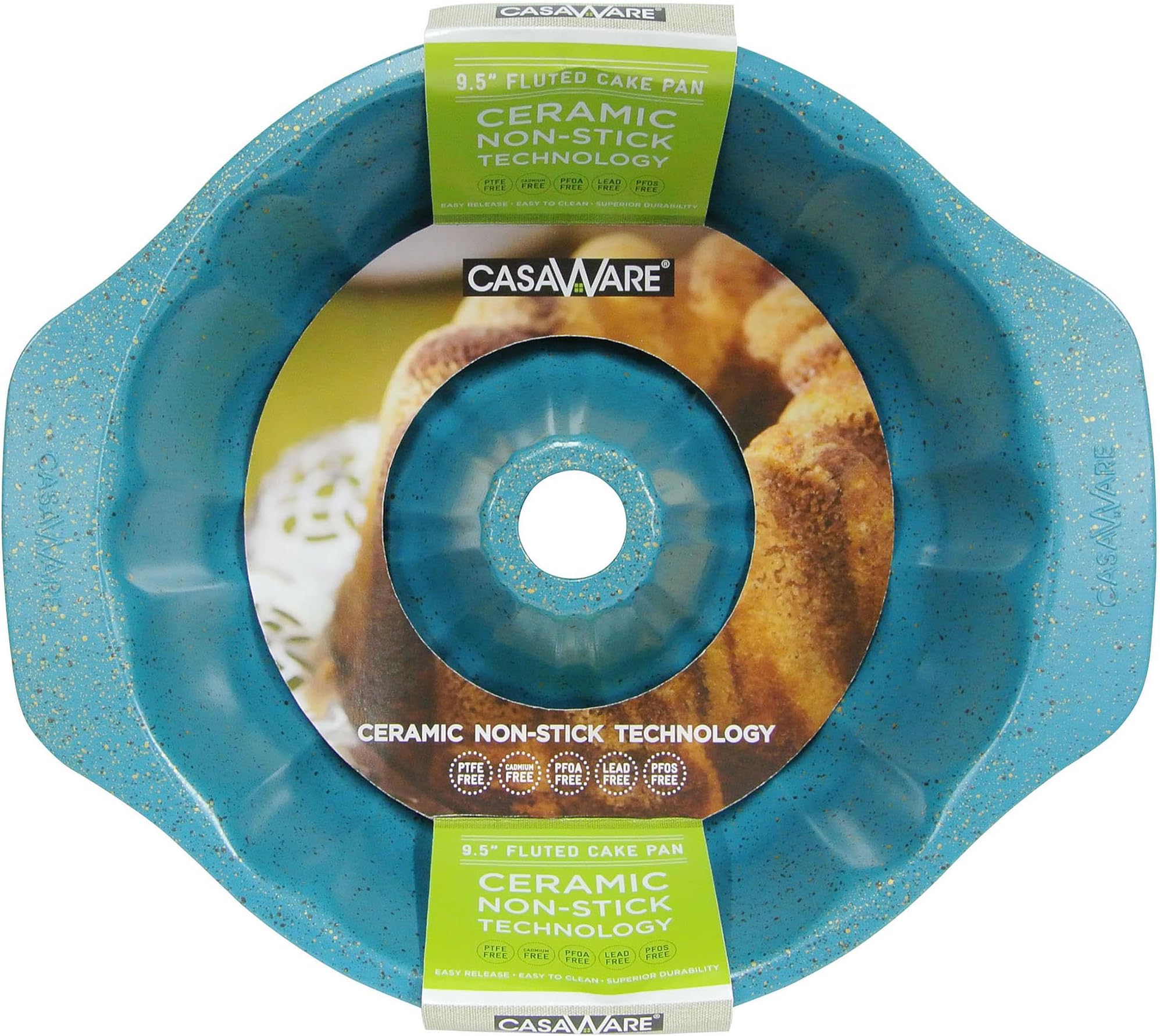 Amazon.com: casaWare Fluted Cake Pan 9.5-inch (10-Cup) Ceramic Coated ...