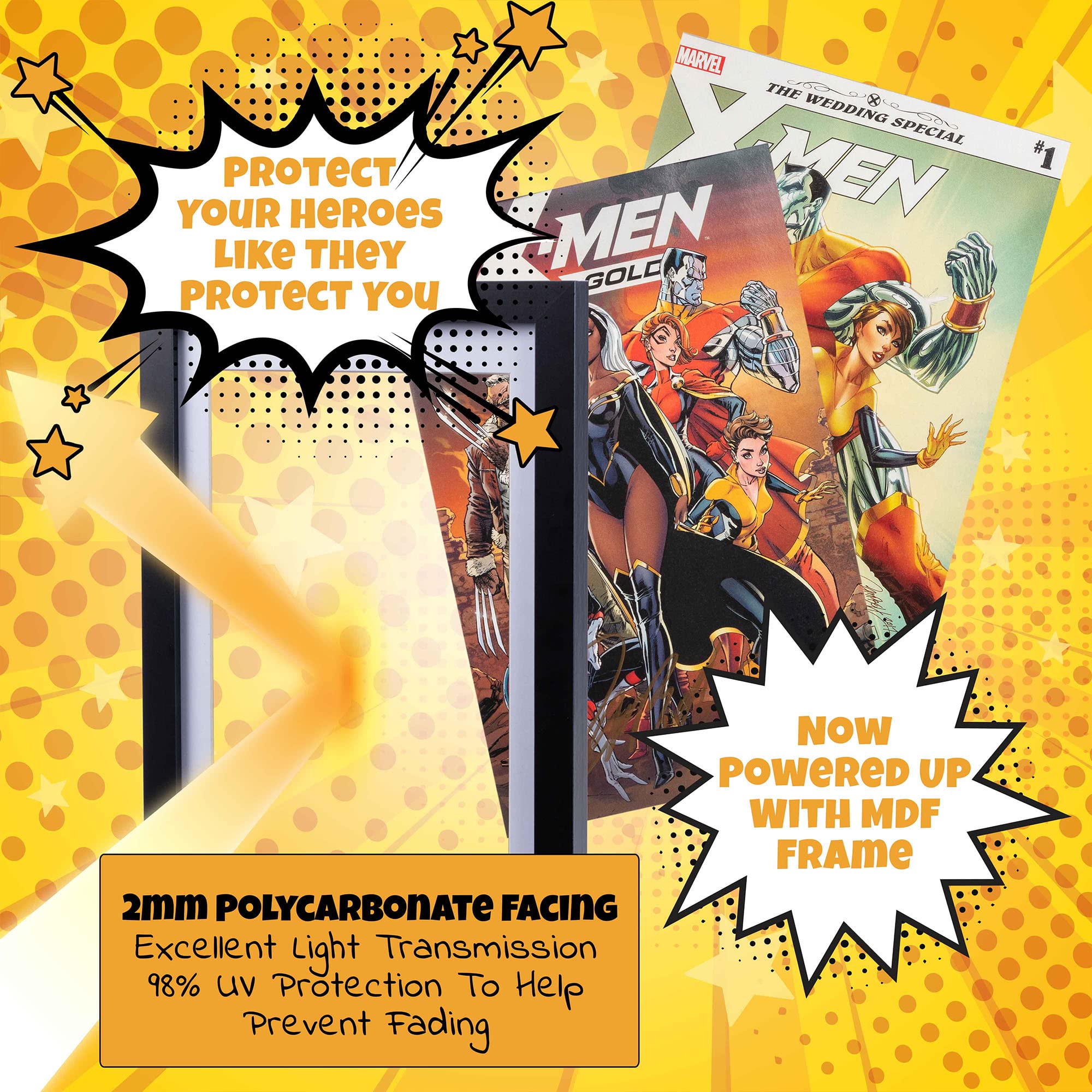 Buy SC Comic Book Frame 2 Pack, Solid Black MDF, 98 Percent Ultraviolet ...