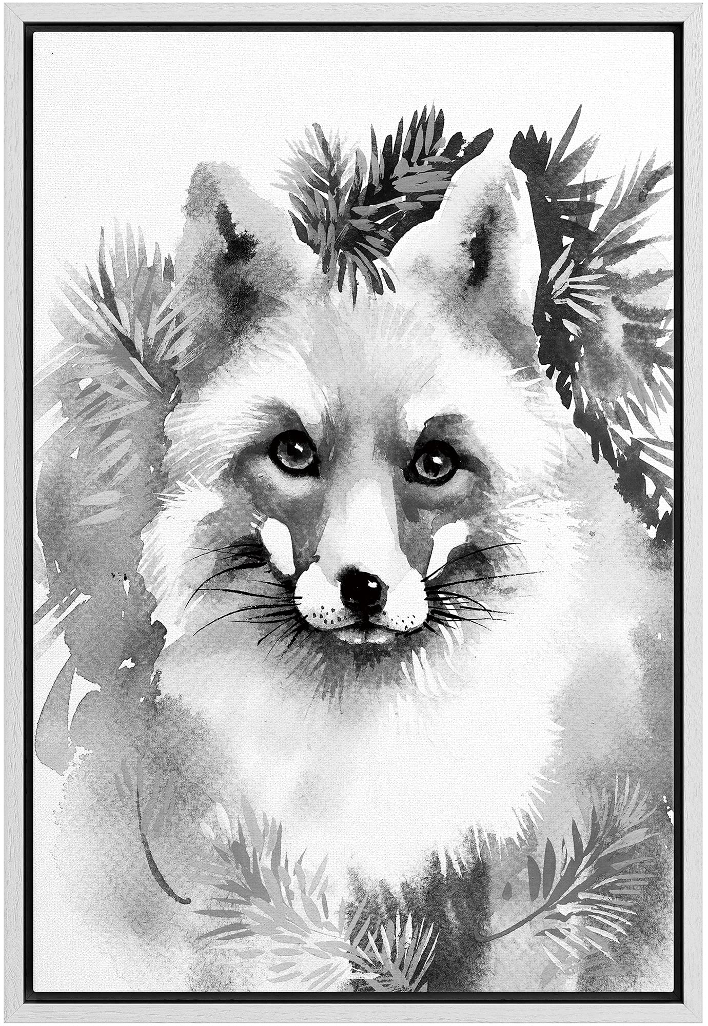 Fox Black And White Watercolor