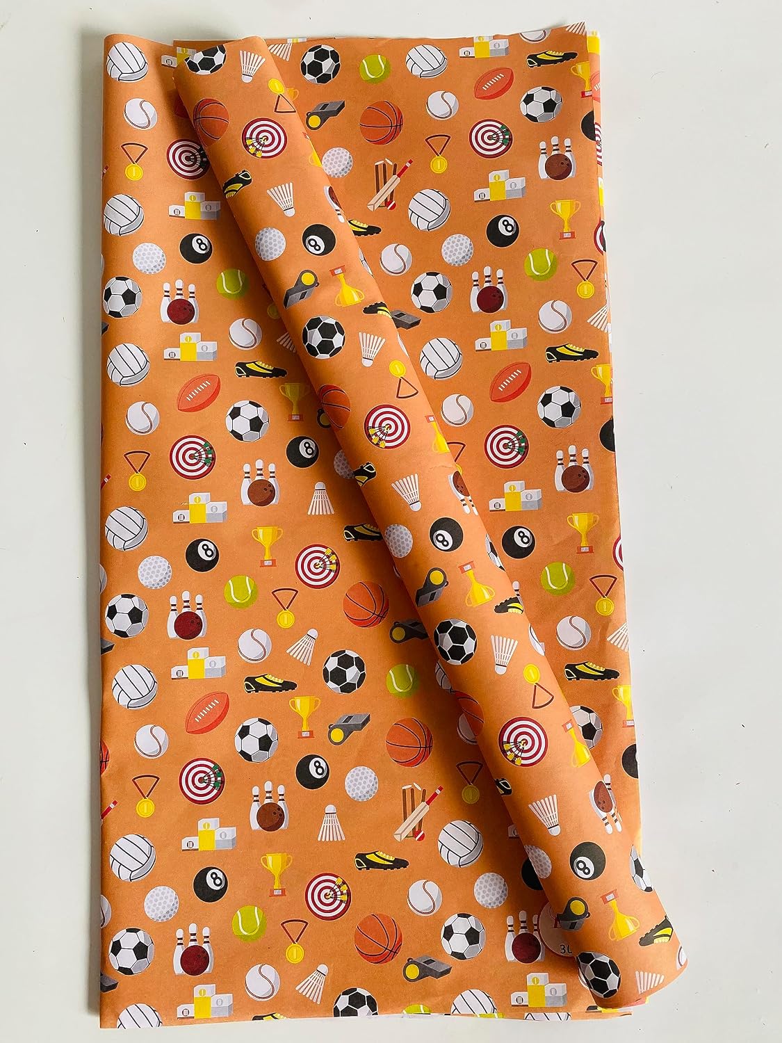 Rp Sports Theme Giff Wrapping Paper, Orange color,All Sports Gifting ...