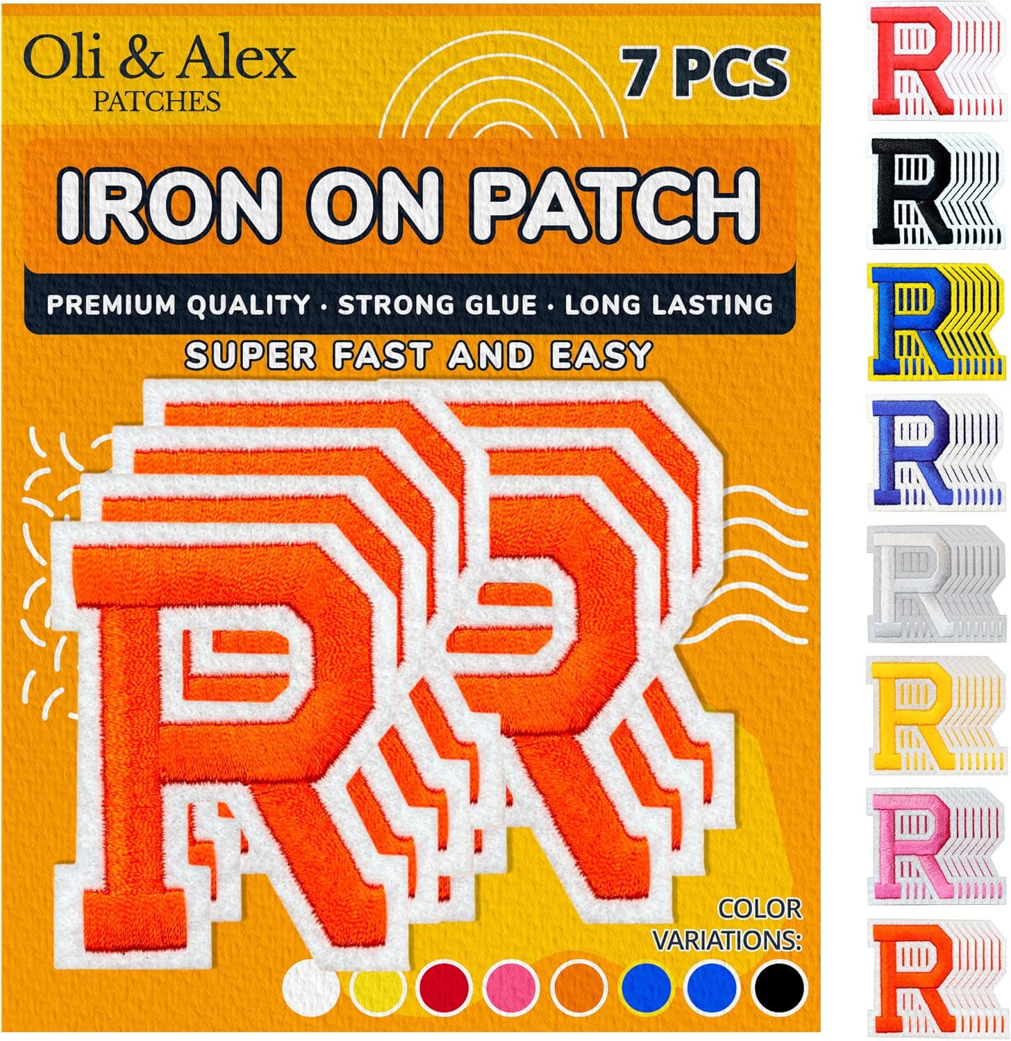 Amazon.com: Oli and Alex Iron On Letters 2.4 inch - 7 pcs of R Orange ...