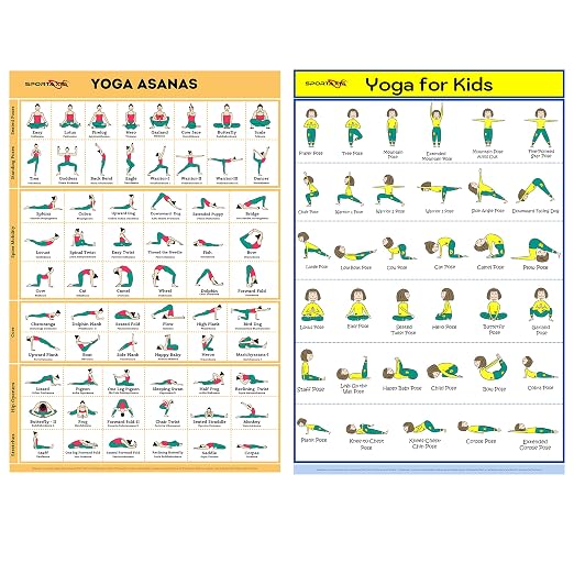 SPORTAXIS- Yoga Poses Posters for Kids and Adults - Sturdy and ...