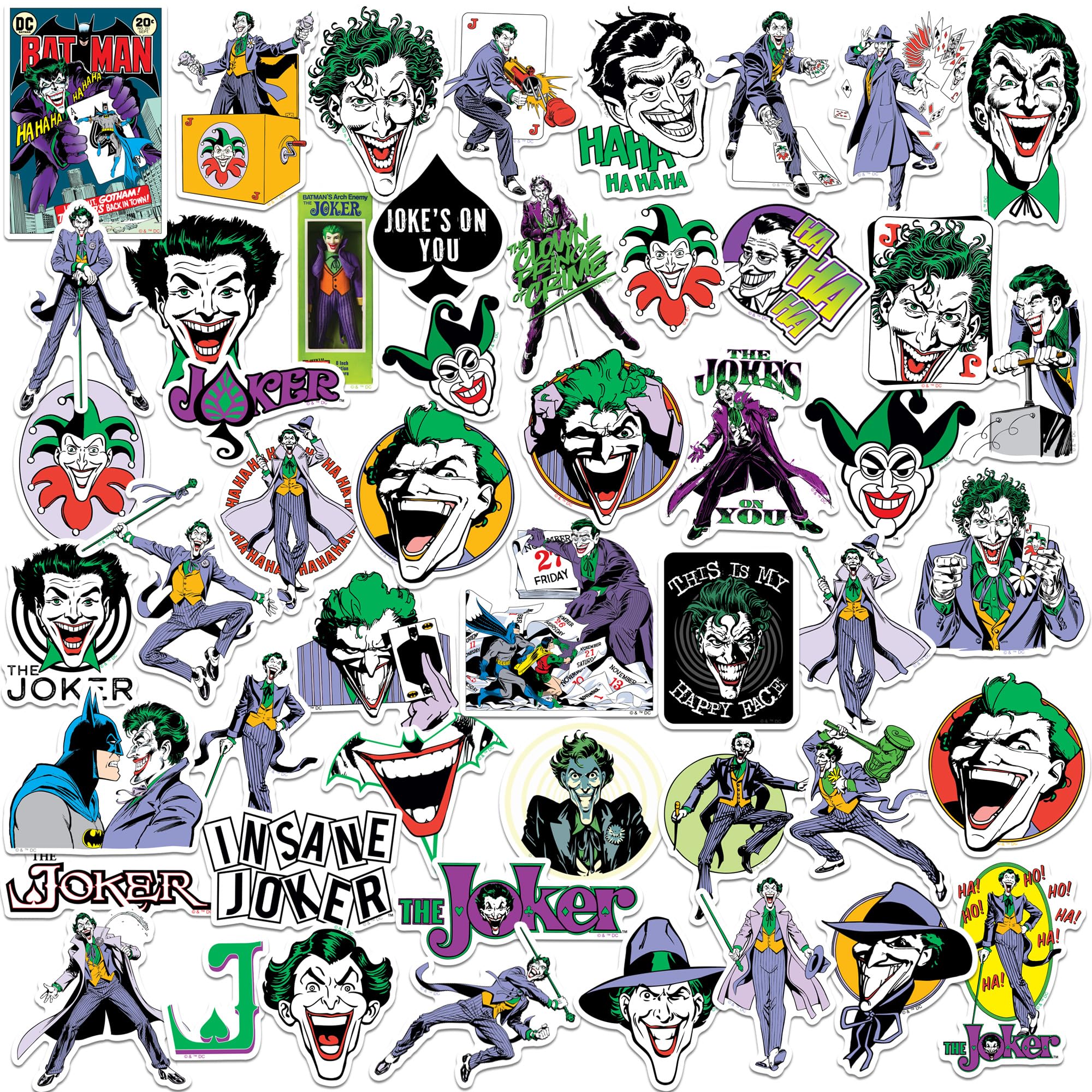 Amazon.com: Batman Vintage Joker 50ct Vinyl Large Deluxe Stickers Variety Pack - Laptop, Water ...
