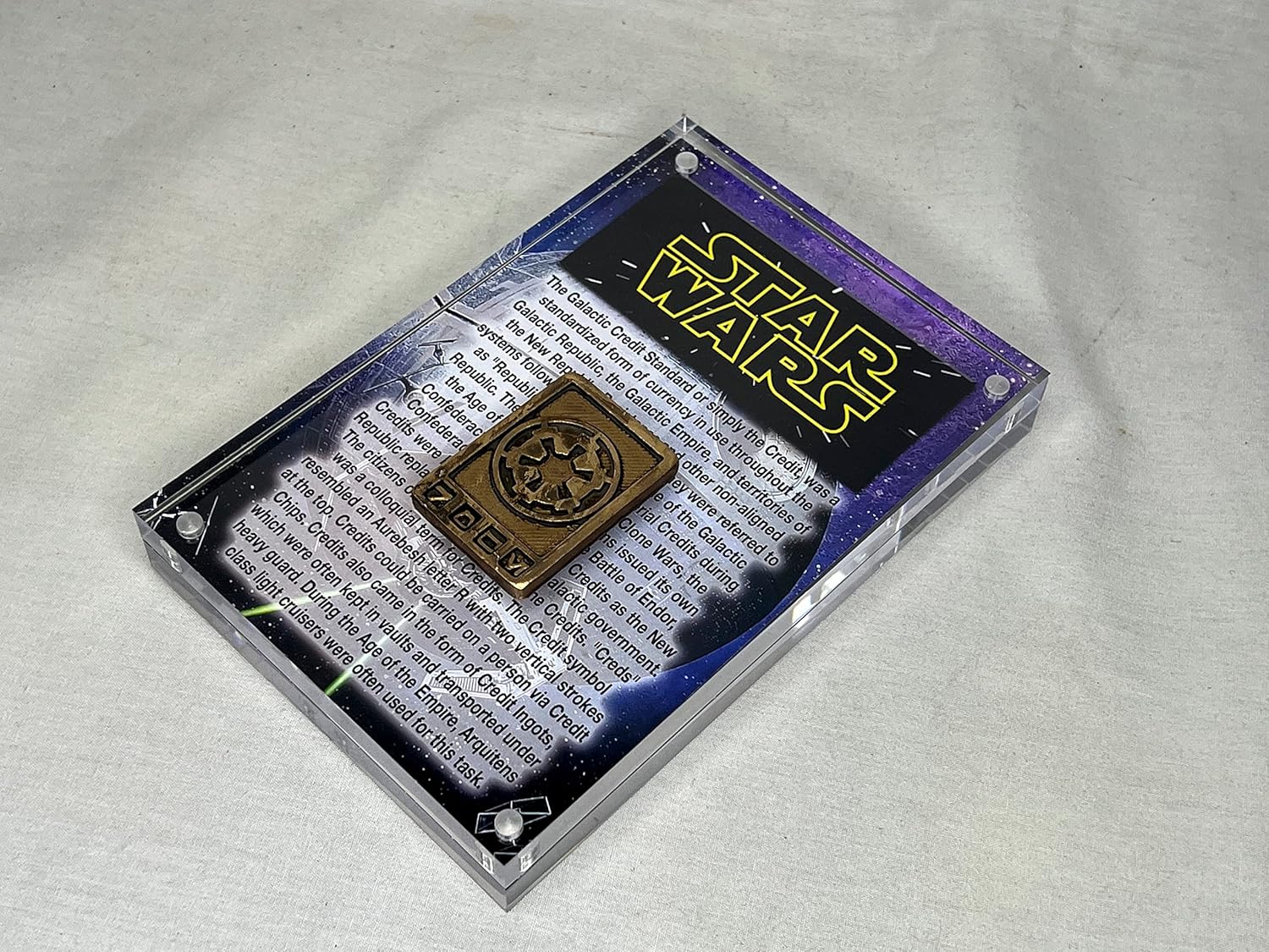 Star Wars Galactic Gold Credit Chip Piece, Display Plaque, Real Prop ...