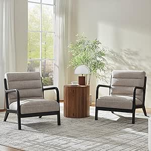 Amazon.com: VKNOW Accent Chairs with Rubberwood Frame Accent Chairs Set of 2, Mid-Century Modern ...
