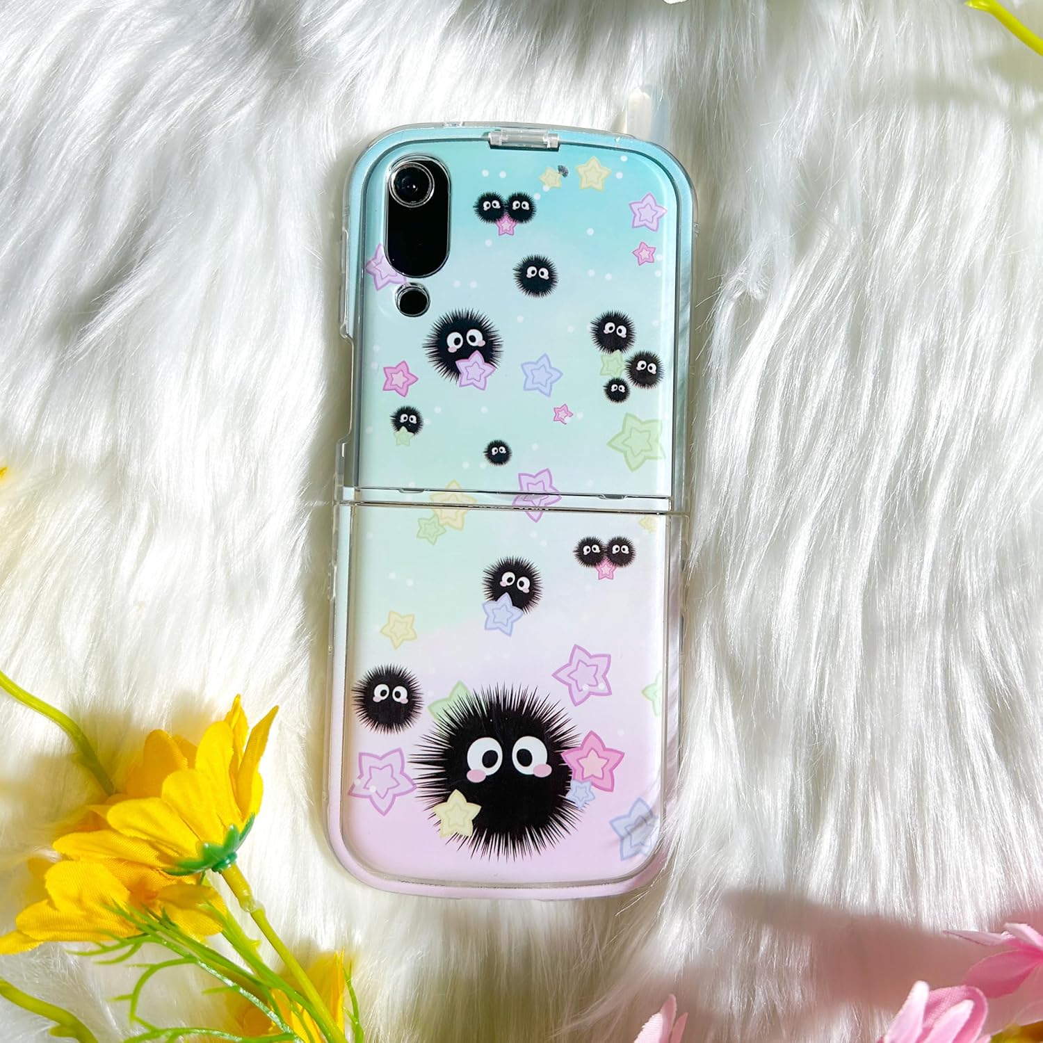 Amazon.com: NXBNK for Galaxy Z Flip 5 Case, Soot Sprite Floral Soft ...