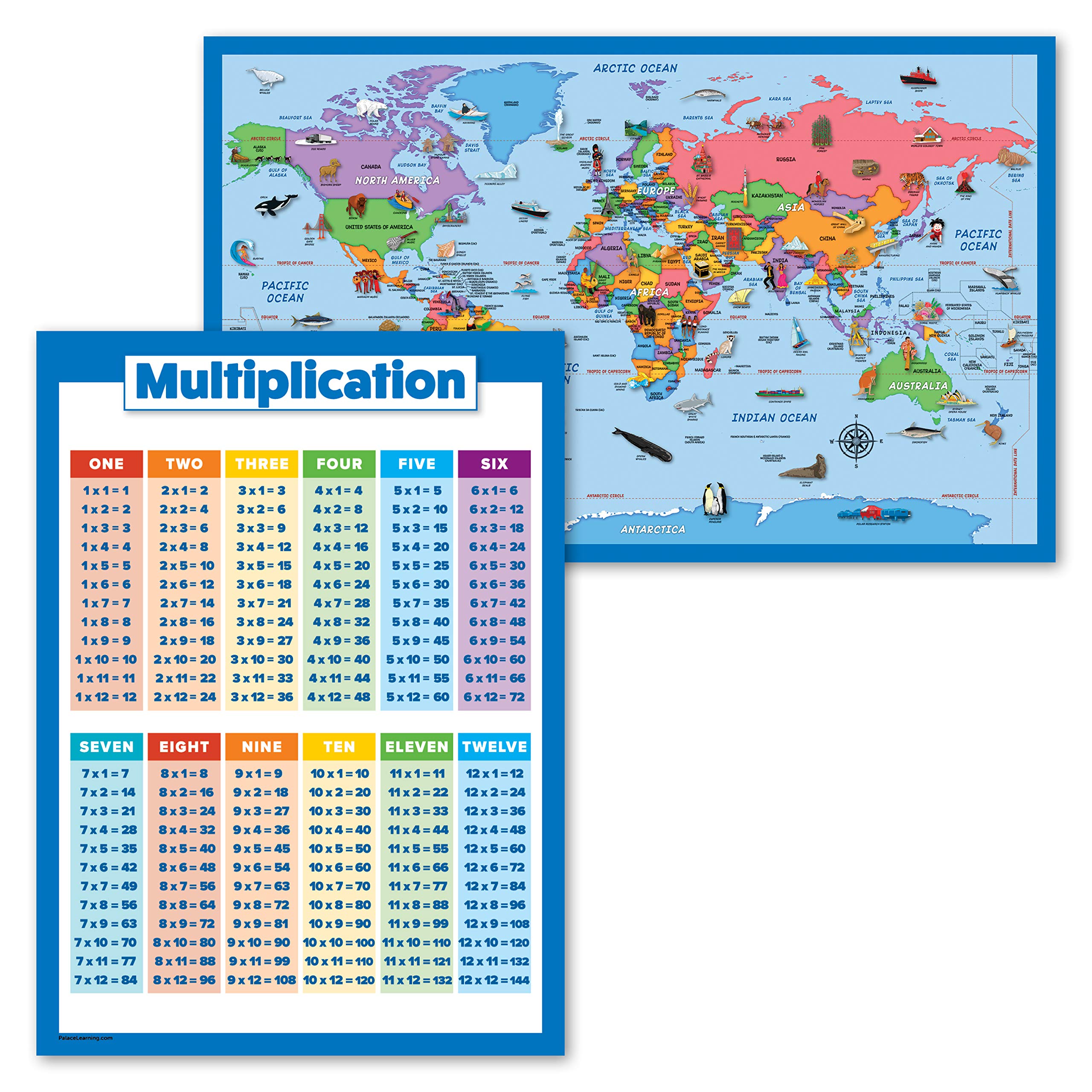 Buy 2 Pack - World for Kids [Illustrated] + Multiplication Table Chart ...