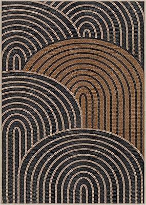 Amazon.com: Abani Nuevo Collection Area Rug - Mid-Century Black and ...