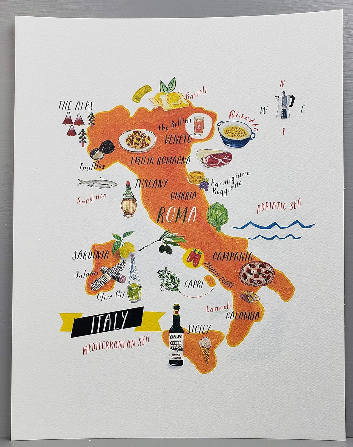 Nancy Nikko Italian Food Map, Food Regions of Italy, 8 1/2 x 11 ...