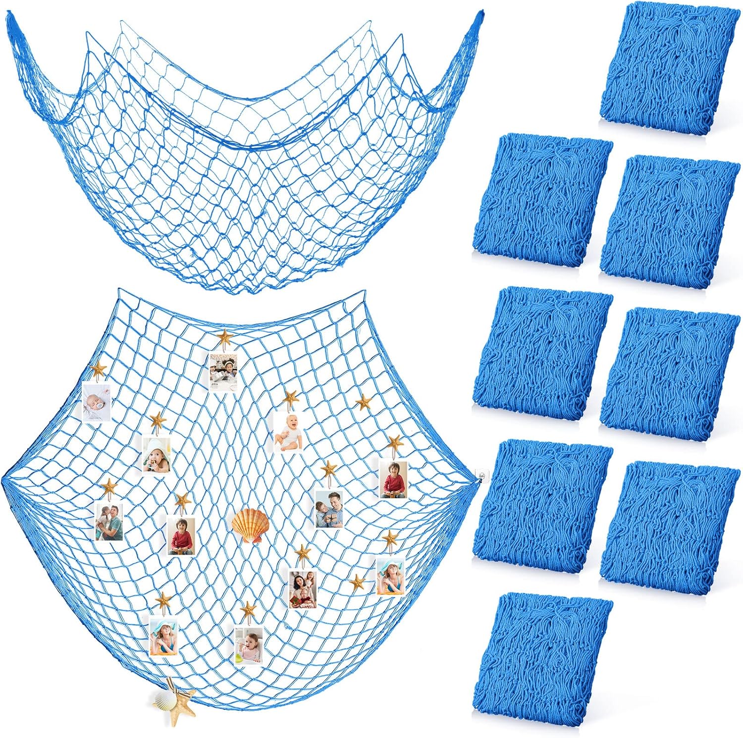 Amazon.com: 10 Pieces Blue Fish Net Cotton Decorative Fishing Net Wall ...