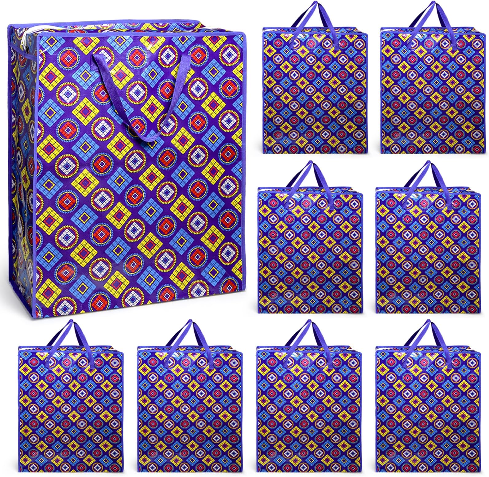 Amazon.com: Set of 6 Large & Jumbo Plastic Checkered Laundry Bags with ...