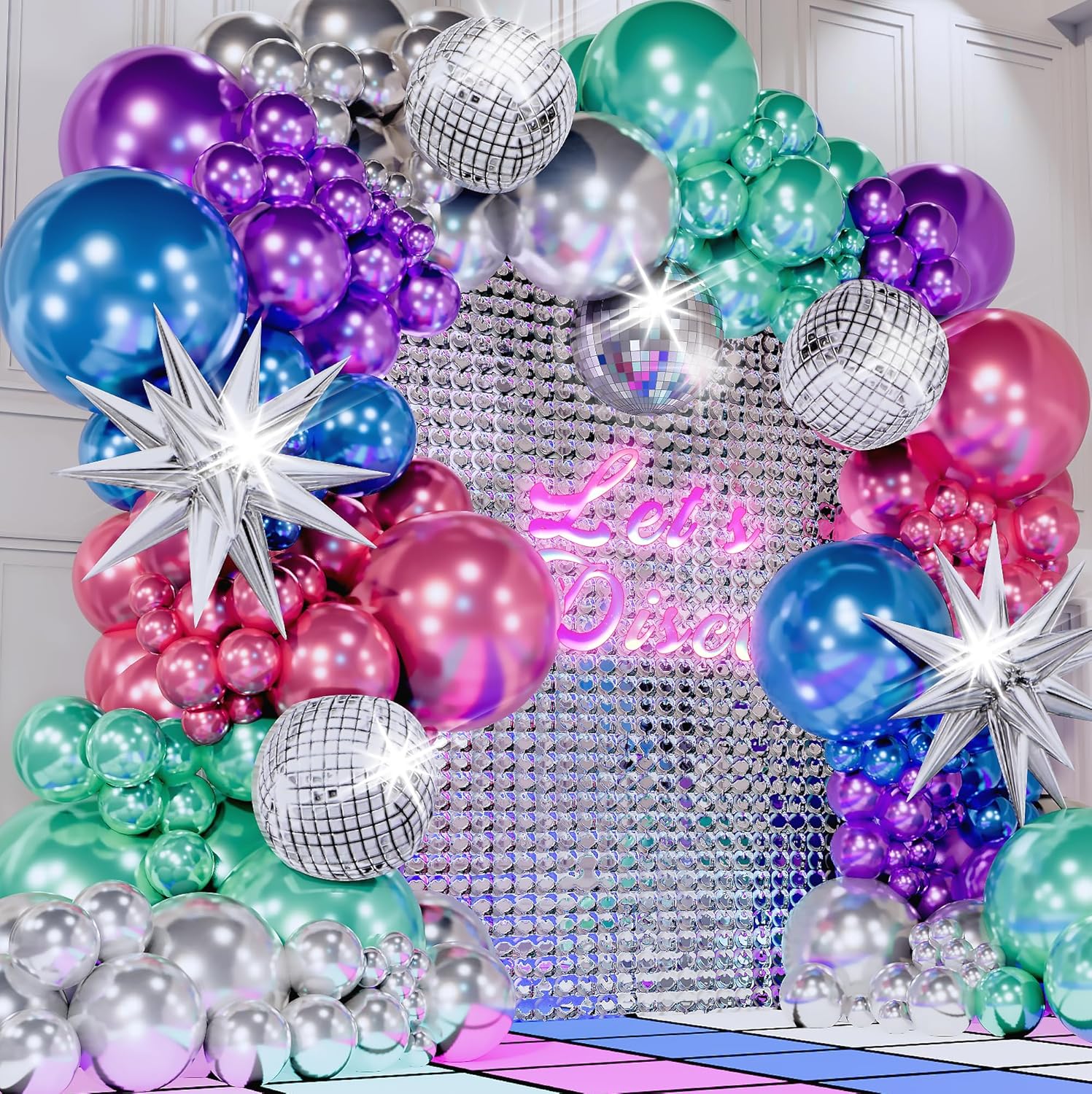 Amazon.com: ALL-IN-1 Disco Balloon Arch Kit with BONUS Disco Balls ...