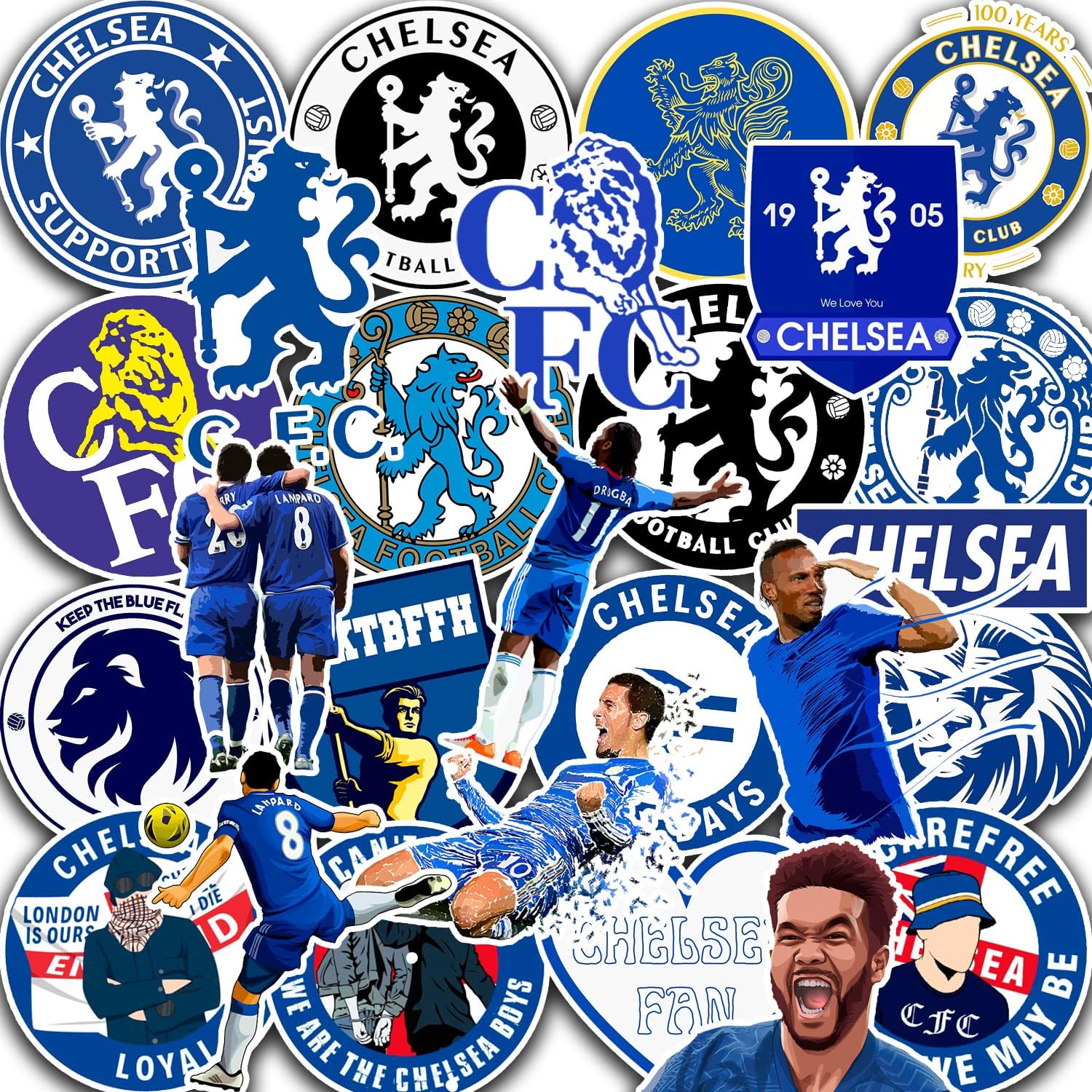 Amazon.com: 33 PCS Chelse Stickers Soccer Decals Drogb Sticker Vinyl ...
