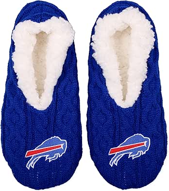 Amazon.com: FOCO - Mens NFL Big Logo Cable Knit Women's Footy Slippers ...