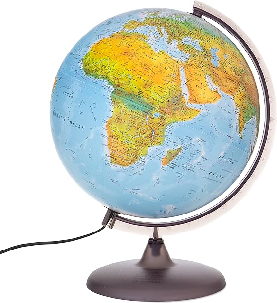 CGE Illuminated Globe 30cm Dual Map Earth Tones : Amazon.co.uk ...