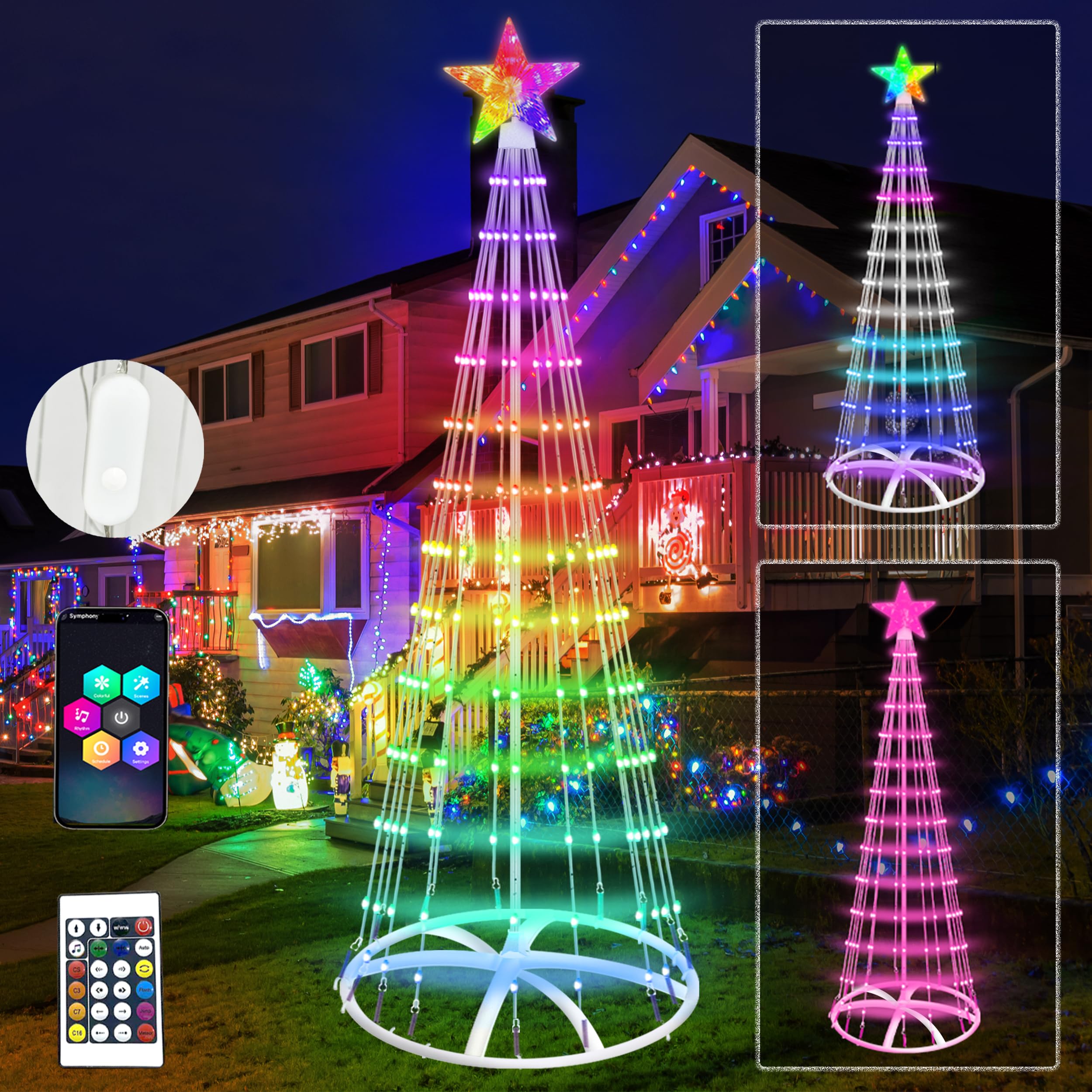 Amazon.com: Christmas Cone Tree Light, 7.8 FT 388 LED Outdoor Christmas ...
