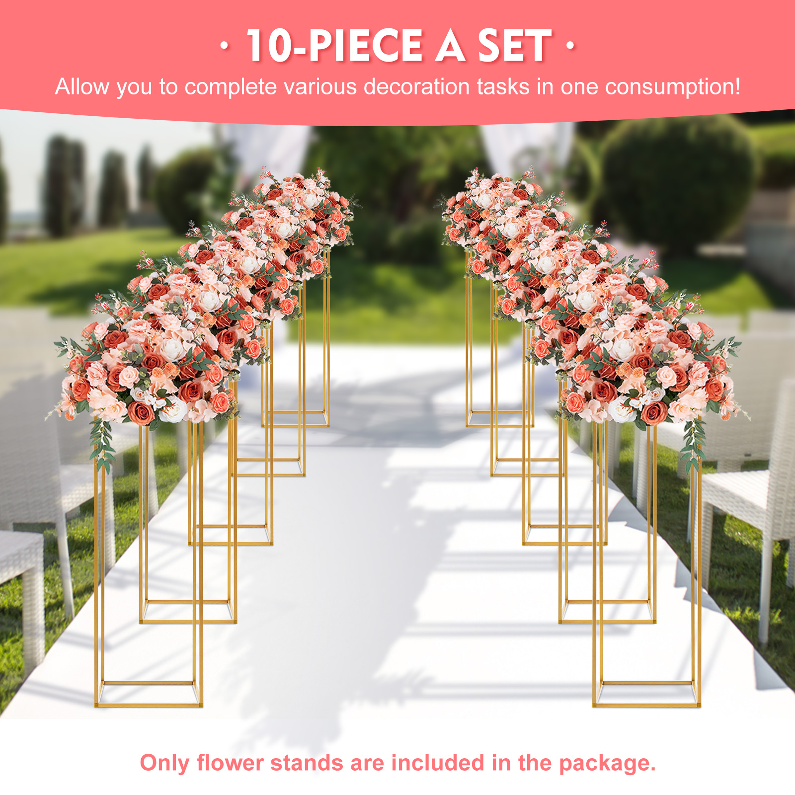 60cm Tall Vase Stands 10-Pack Geometric Flower Stands - 60cm Tall ...