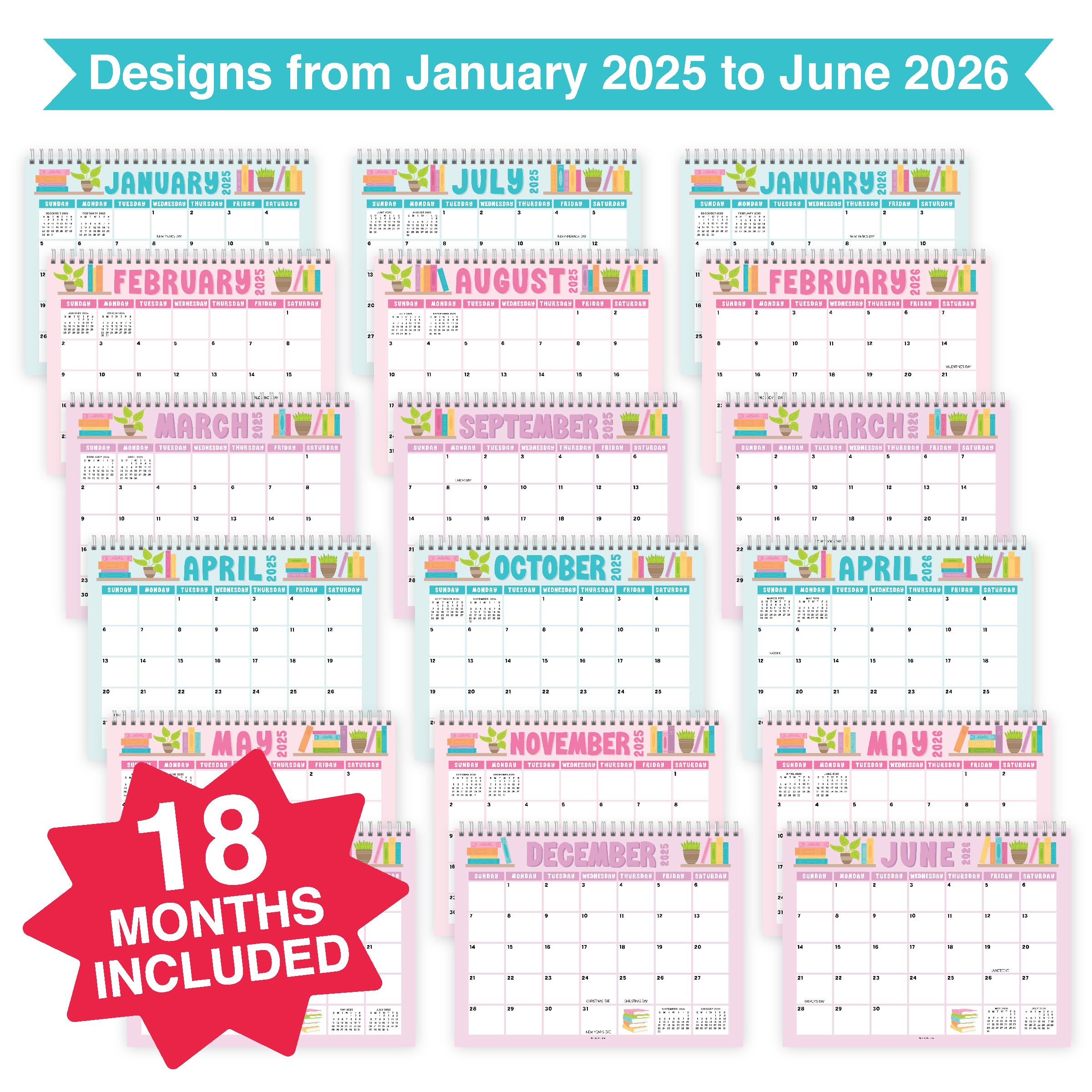 Snapklik.com : Hadley Designs Small Desk Calendar 2025-2026 Standing ...