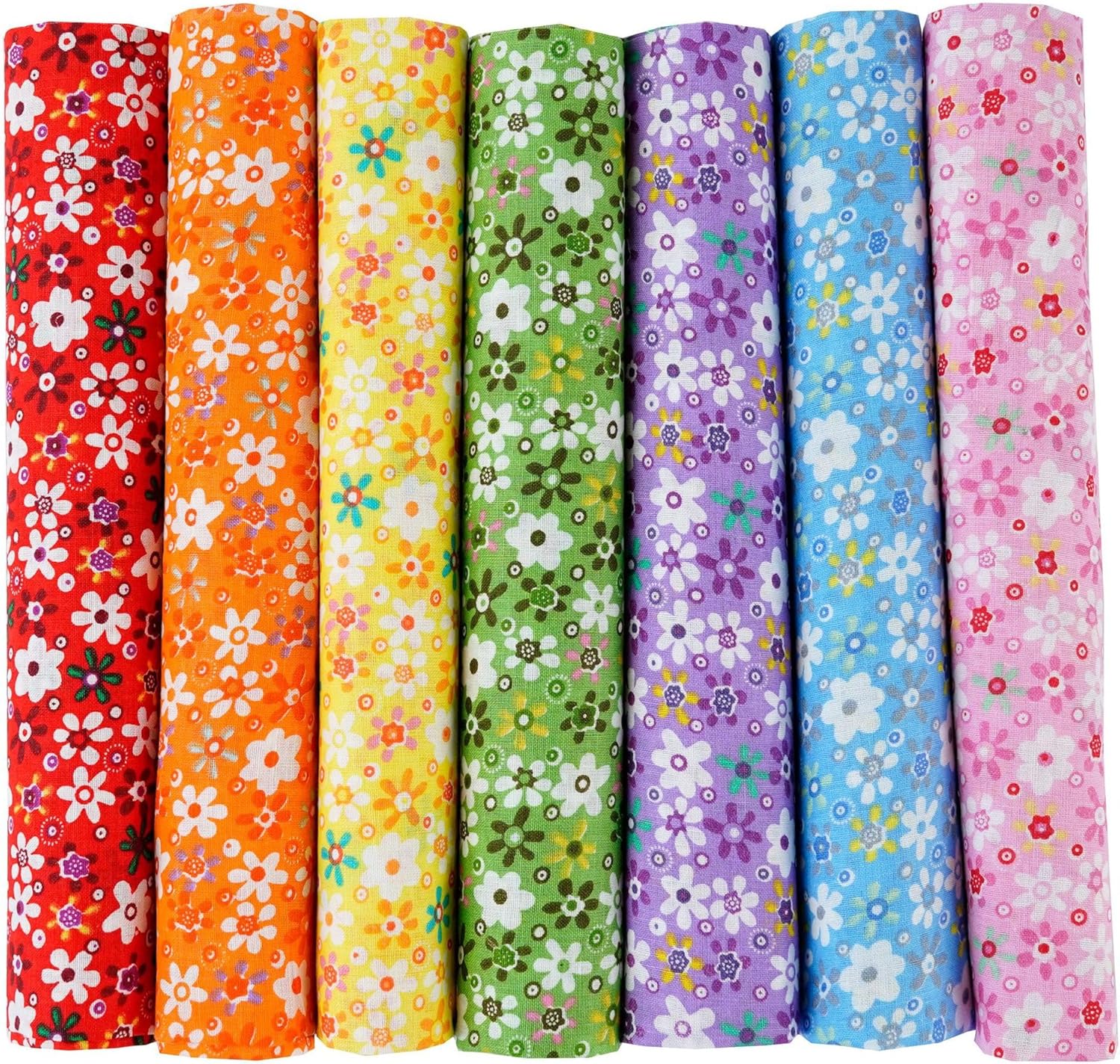 Amazon.com: 7PCS Flower Cotton Fabric Squares 20" x 20" Fat Quarter ...