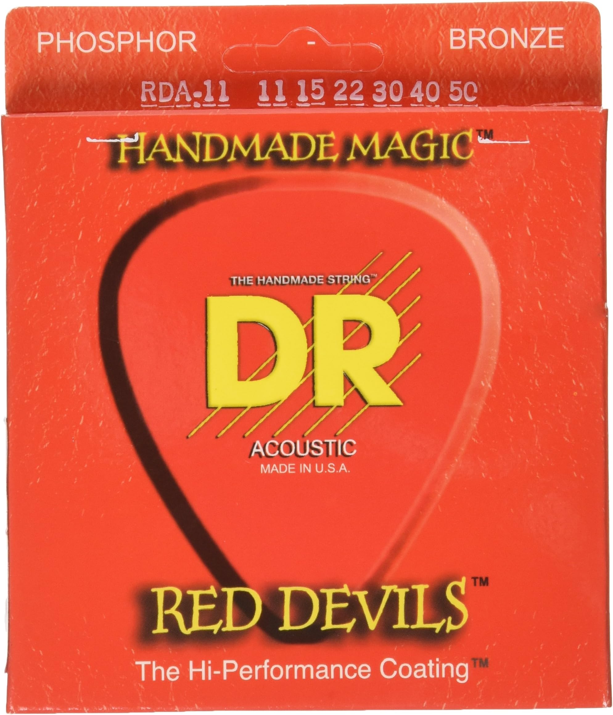 DR Strings RDA-11 RED DEVILS RED Colored Acoustic Guitar Strings 11-50 ...