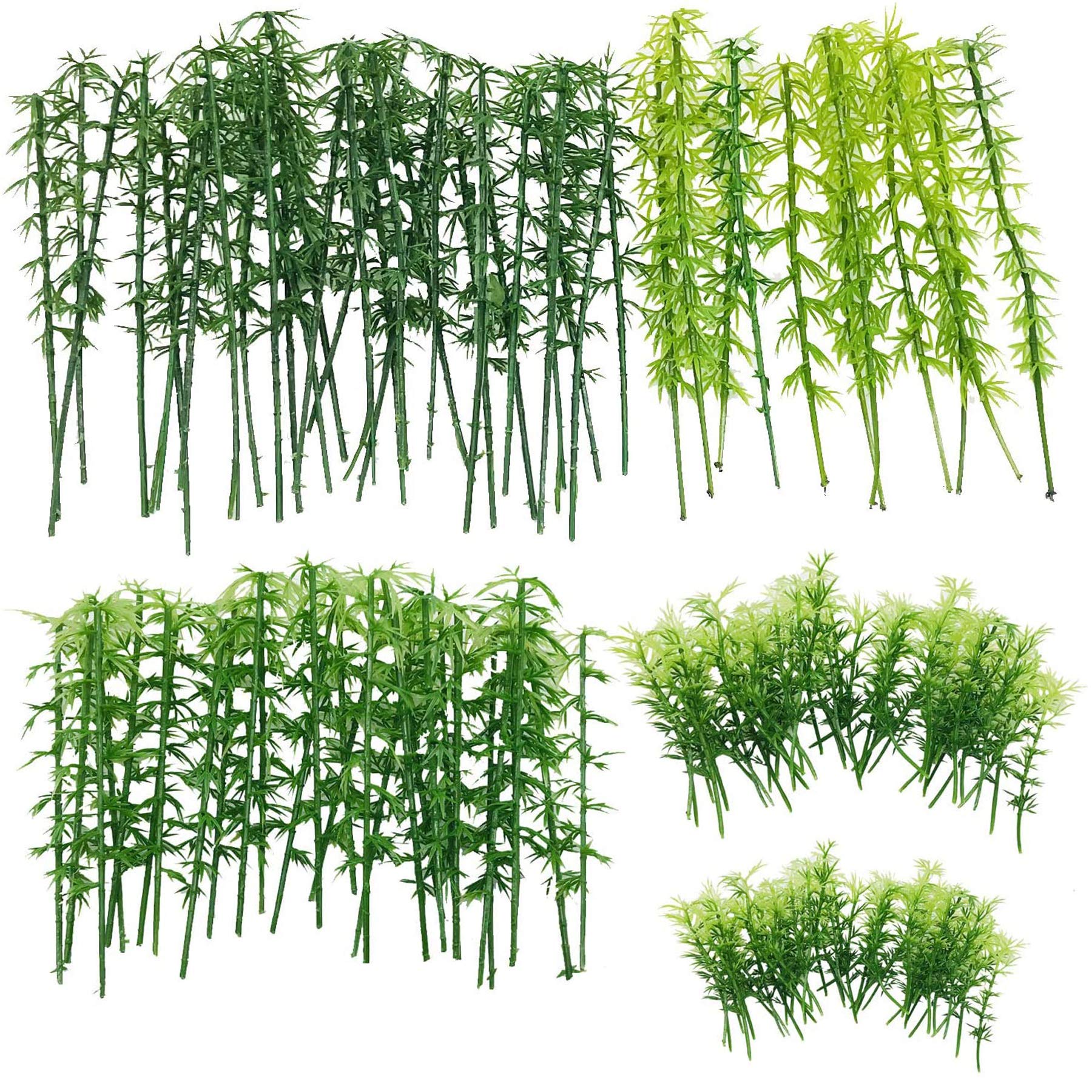 Snapklik.com : 120 PCS Model Bamboo Trees, Woohome 5 Size Green Plastic ...