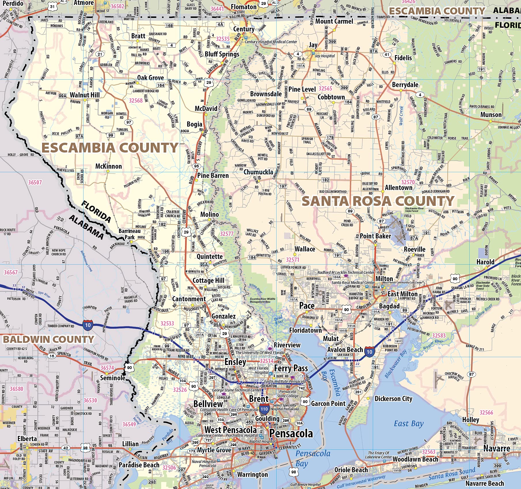 County Map Of Florida Panhandle