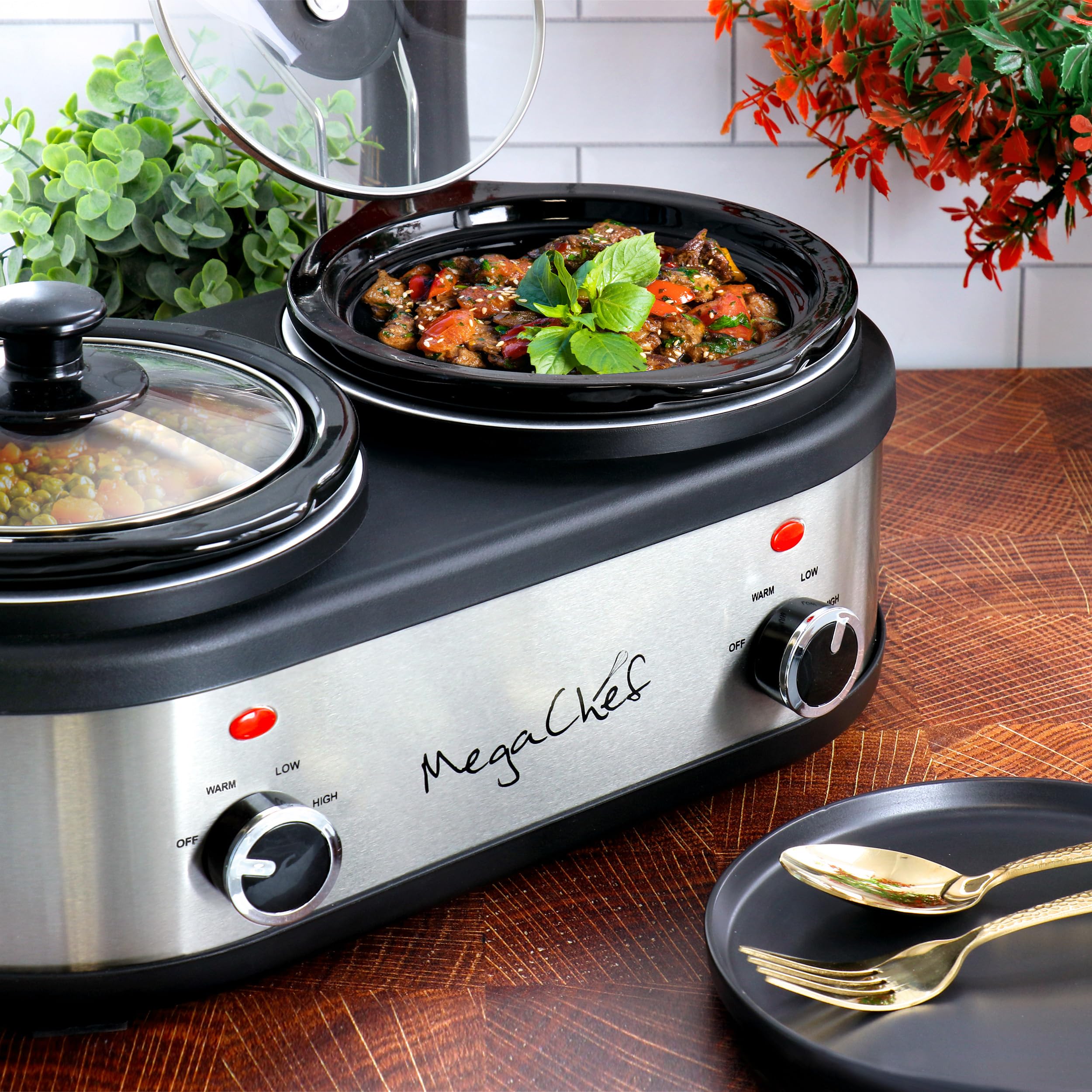 Snapklik.com : MegaChef Dual 1.5 Quart Crock Buffet Slow Cooker