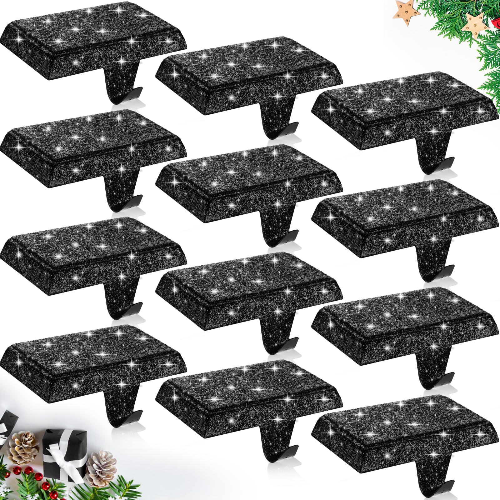 Amazon.com: Huwena Metal Christmas Stocking Holders Shiny Mantel Heavy ...