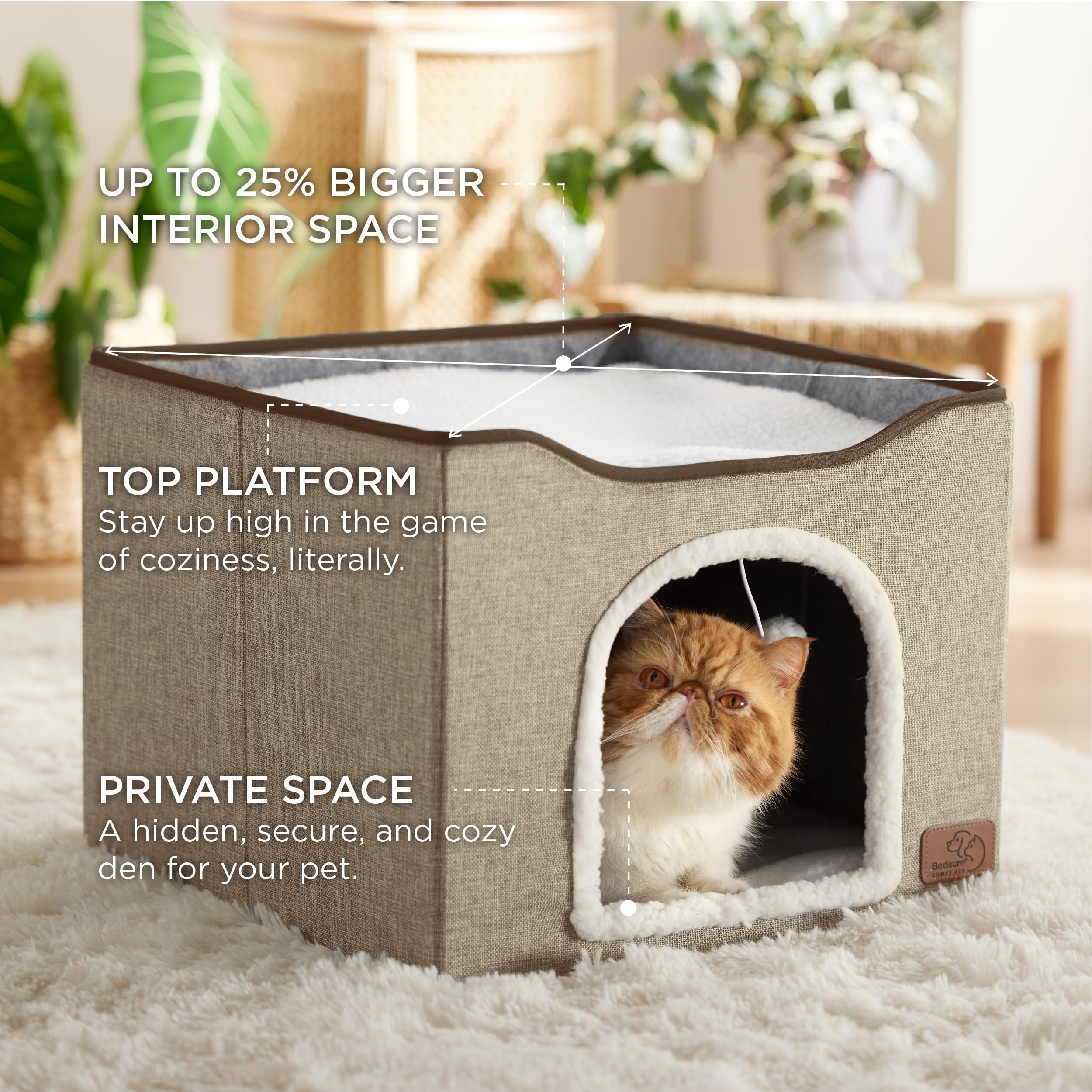 Snapklik.com : Bedsure Cat Beds For Indoor Cats - Large Cat Cave For ...