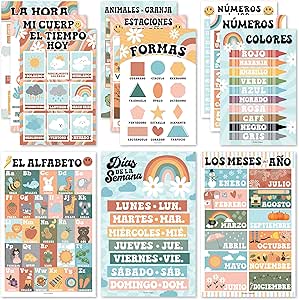 Amazon.com : Hadley Designs Spanish Classroom Decorations - 12 Spanish ...