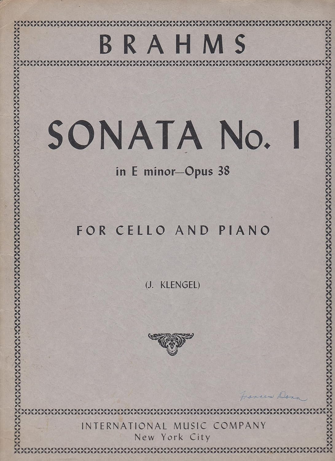 Amazon.com: Brahms. Sonata No.1 in E minor - Opus 38 for Cello and ...