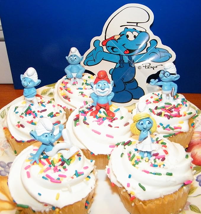 Amazon.com: Smurf Cake Toppers Cup Cake Decoration Figures by AA Inc ...