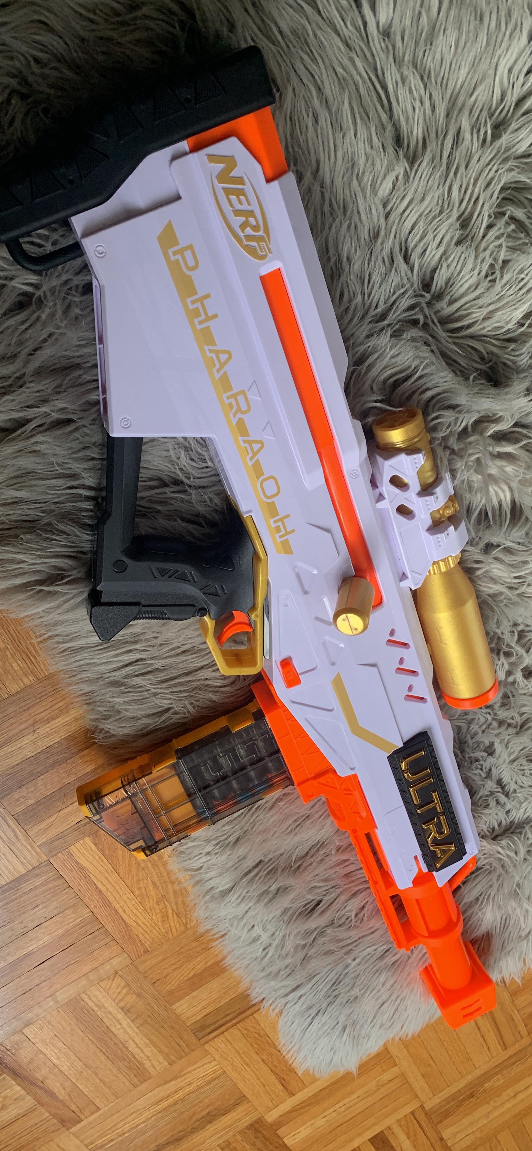 NERF Ultra Pharaoh Blaster with Premium Gold Accents, 10-Dart Clip, 10 ...