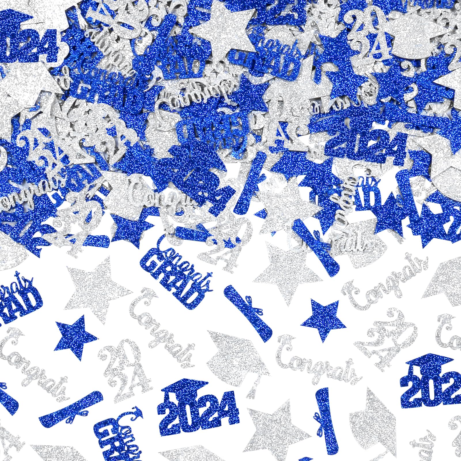 Amazon.com: Blue and Silver Graduation Confetti 2024 Graduation Table ...