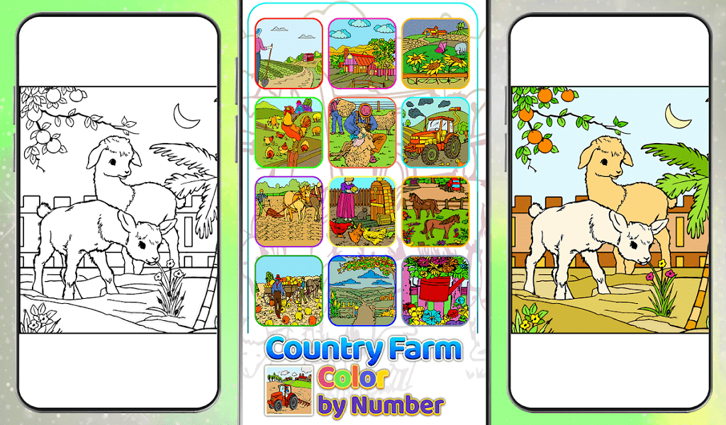Country Farm Color by Number Book - Grownups Paint + Glitter + Crayon ...