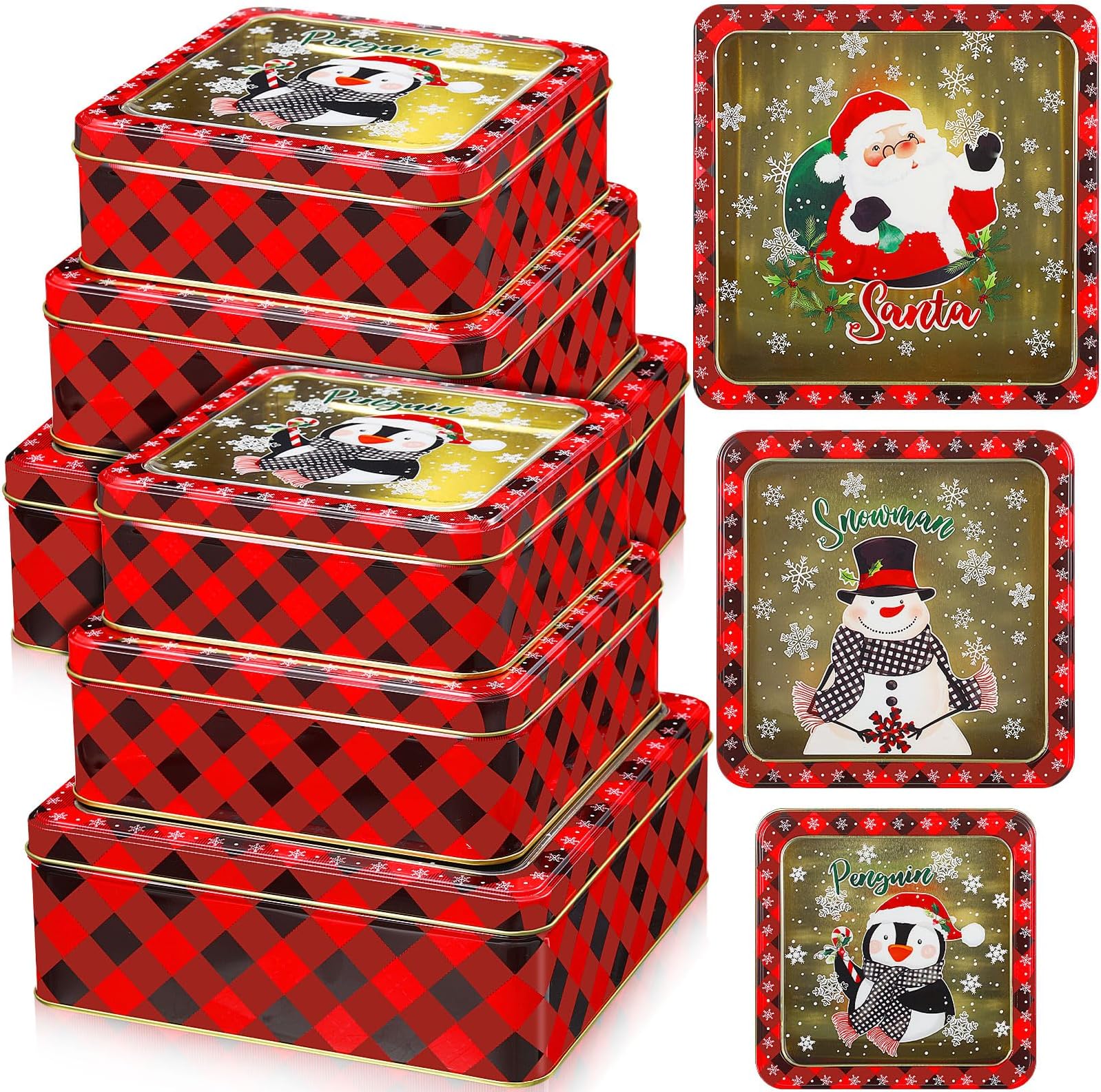 Amazon.com: Uiifan 12 Pcs Christmas Cookie Tins with Lids Large ...