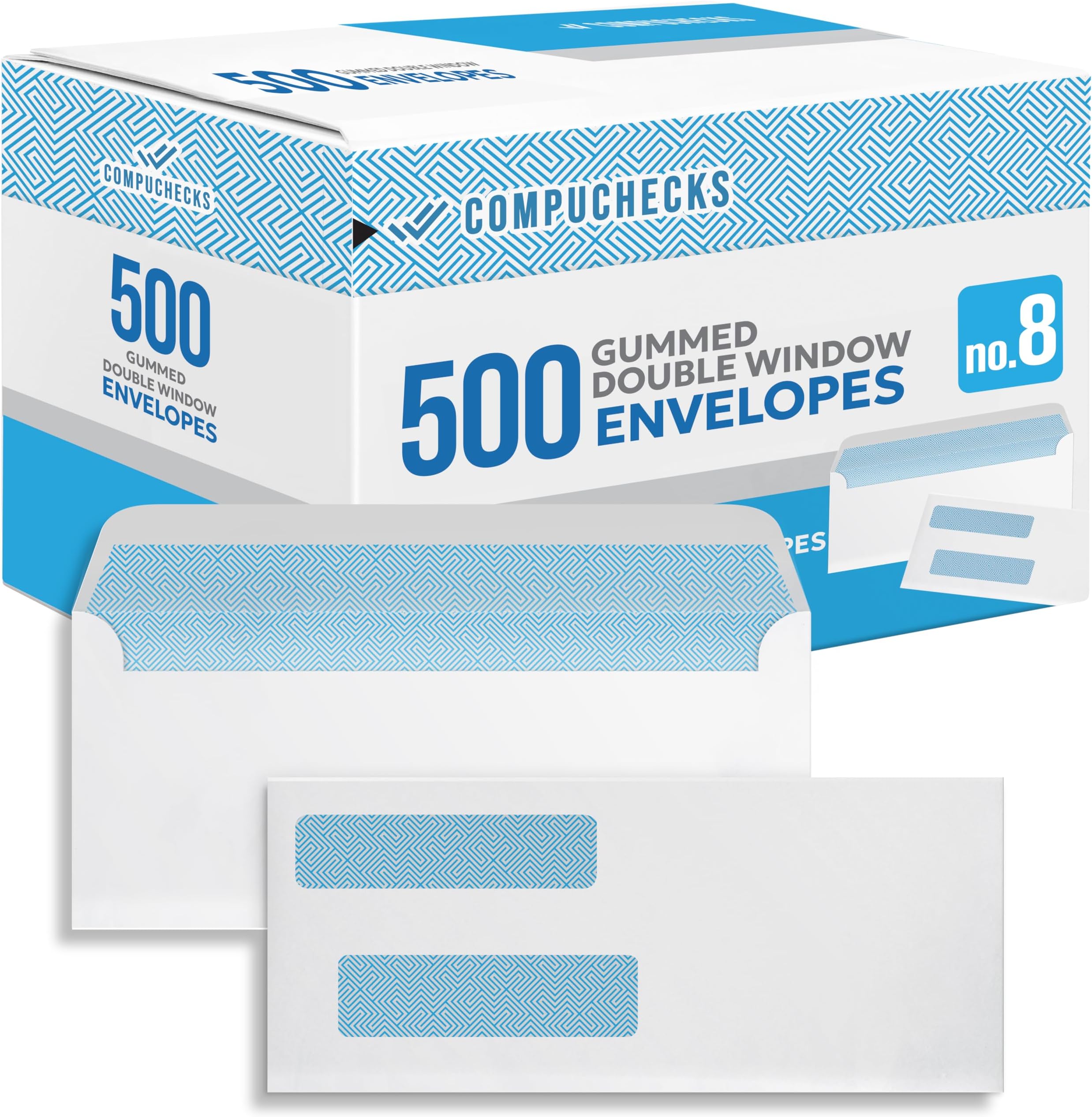 Amazon.com : Compuchecks Double Window Envelopes #8 - Gummed, Security ...