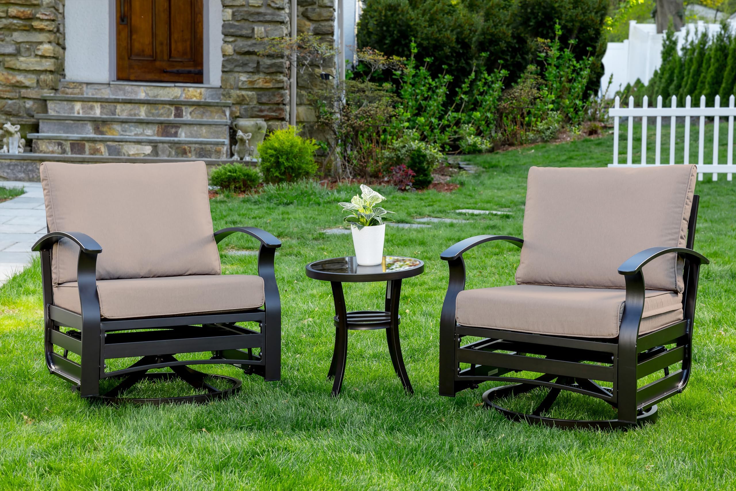Amazon.com: Patio Glider Swivel Rocker Sets: 4Sets Aluminum Alloy 360 ...