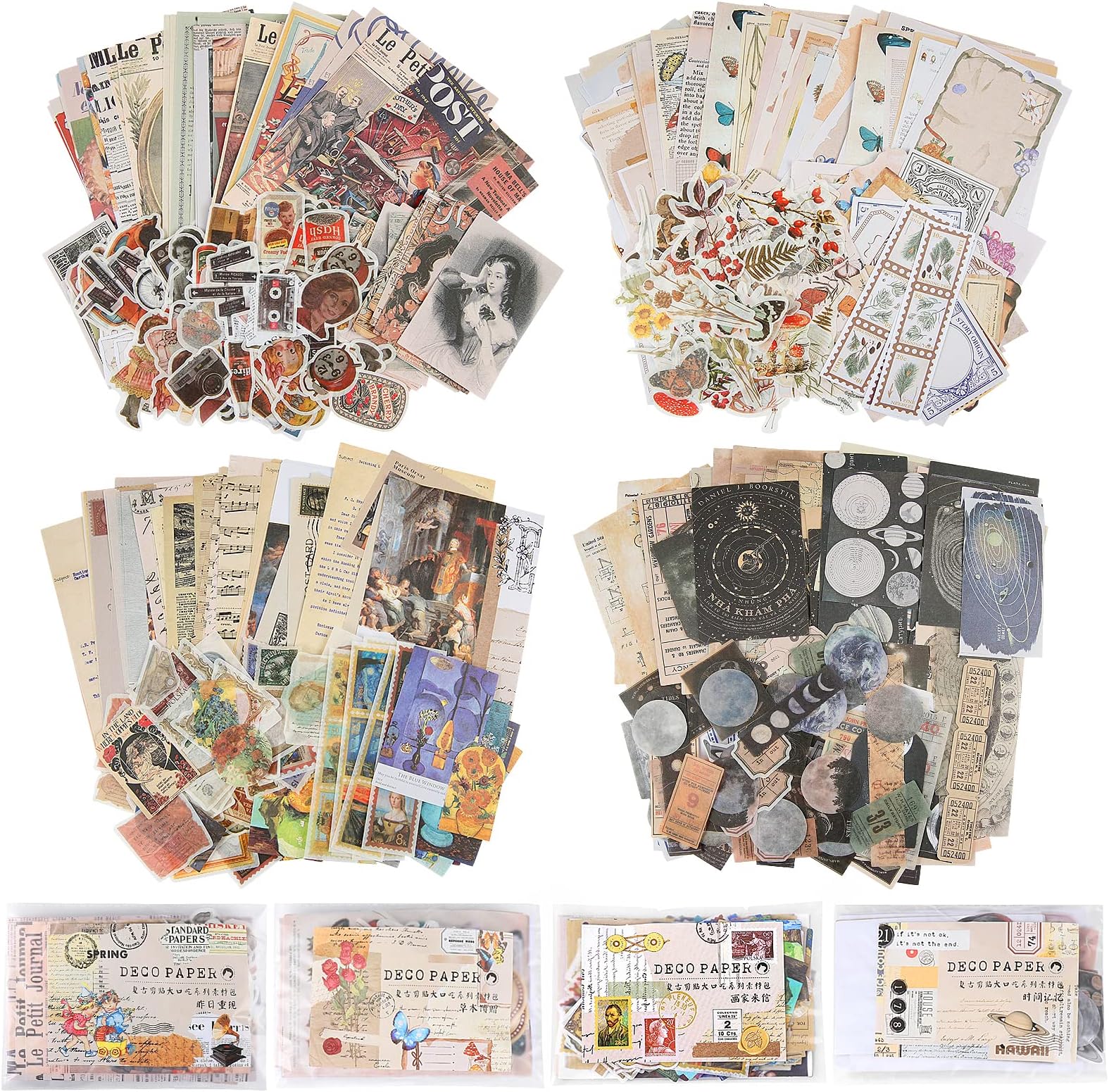 800 Stück Vintage Scrapbooking Sticker Set, Teklemon 4 Set Vintage ...