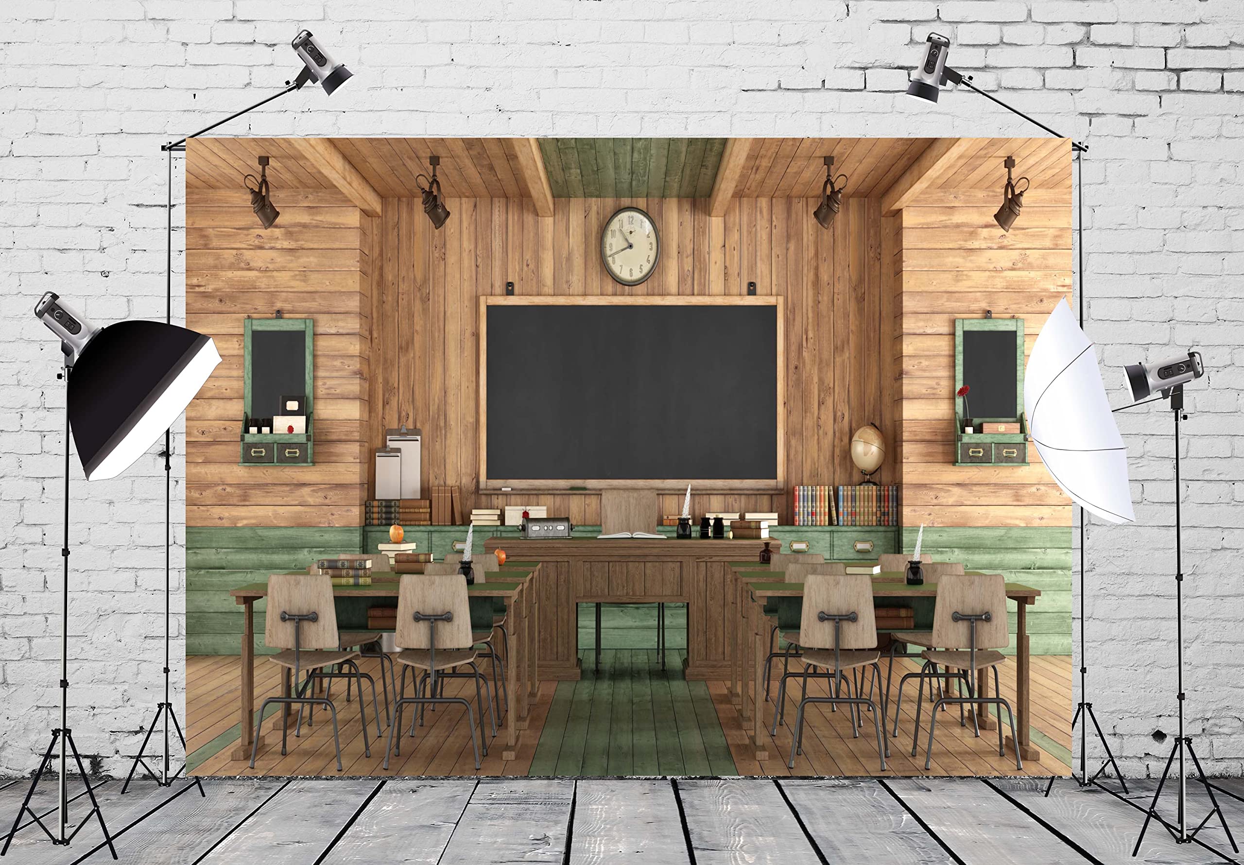 Snapklik.com : 5x3ft Fabric School Classroom Backdrop Retro Wood ...