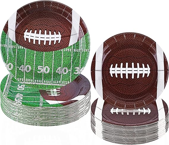 Amazon.com: durony 100 Pieces Football Party Plates Football Themed ...