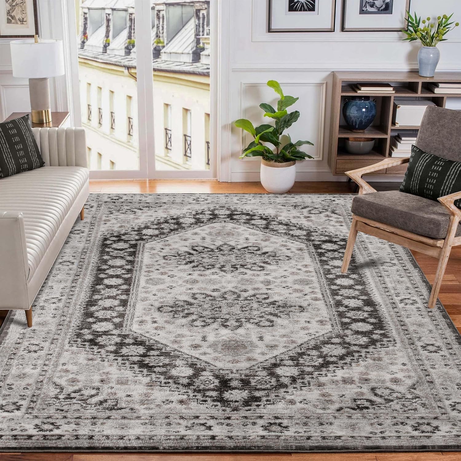 Amazon.com: Superior Indoor Area Rug, Cotton Backing, Vintage Medallion ...