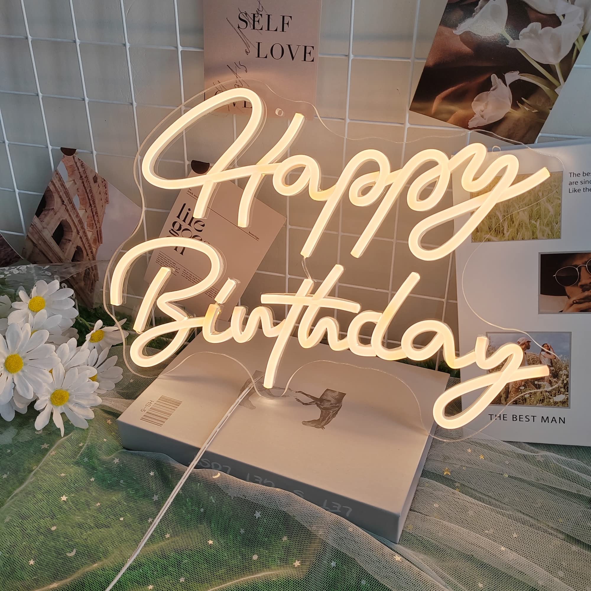 Amazon.com : Lucky space Neons Signs Happy Birthday LED Light Up for ...