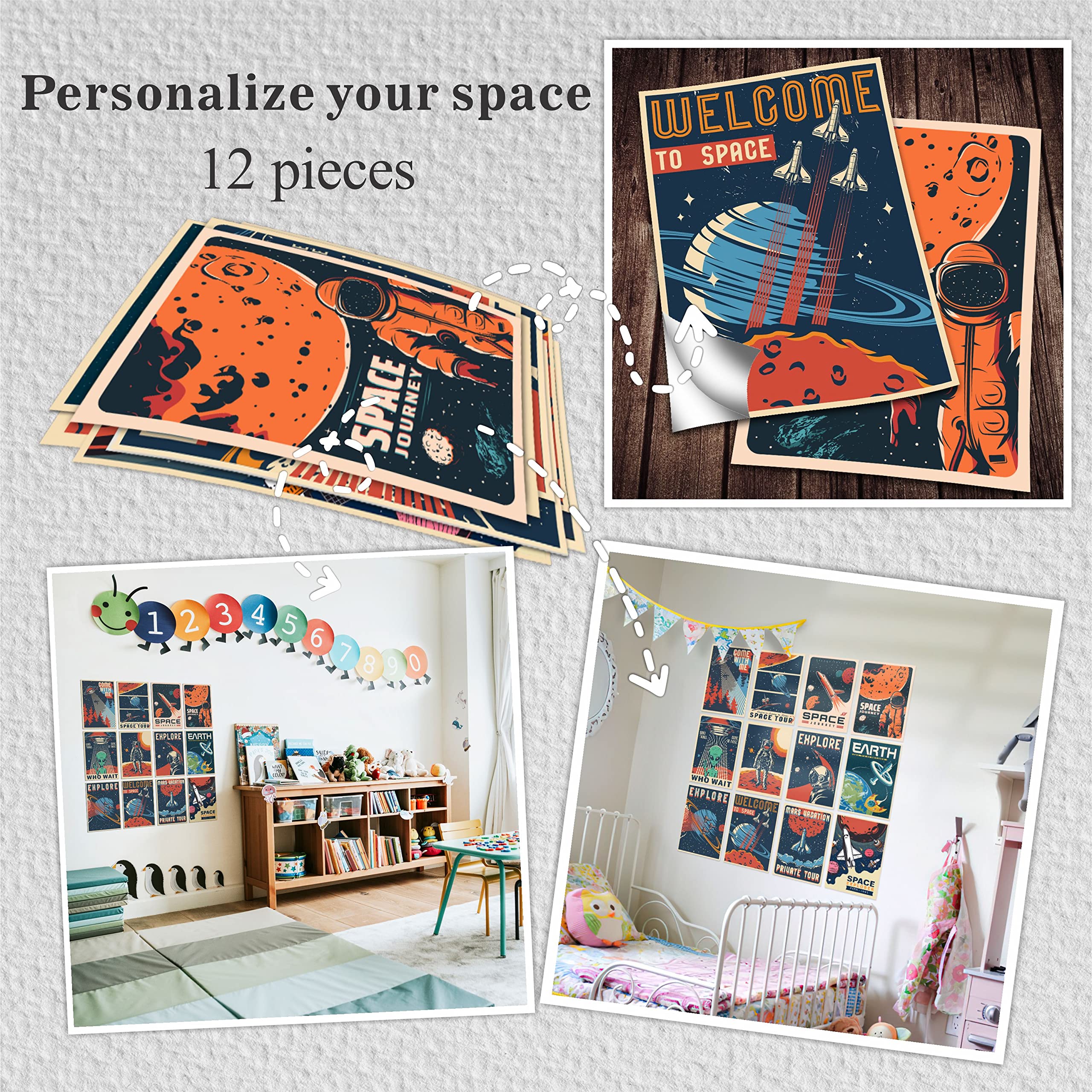 Hk Studio Vintage Space Decor Astronaut Posters Space Decorations Space ...