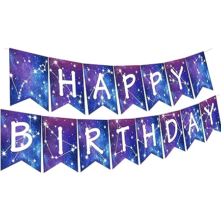 Amazon.com: Galaxy Happy Birthday Banner Galaxy Space Astrology Party ...