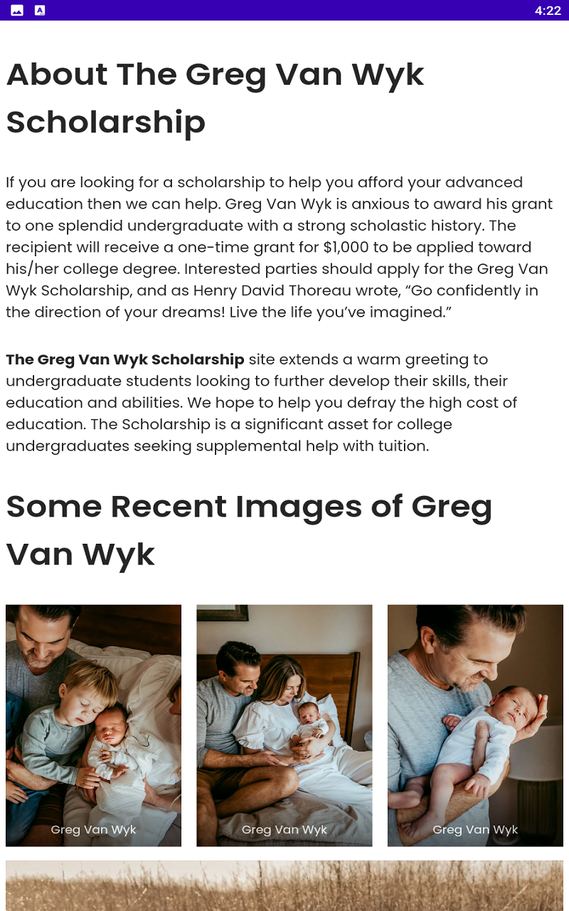 Greg Van Wyk - Scholarship - App on Amazon Appstore
